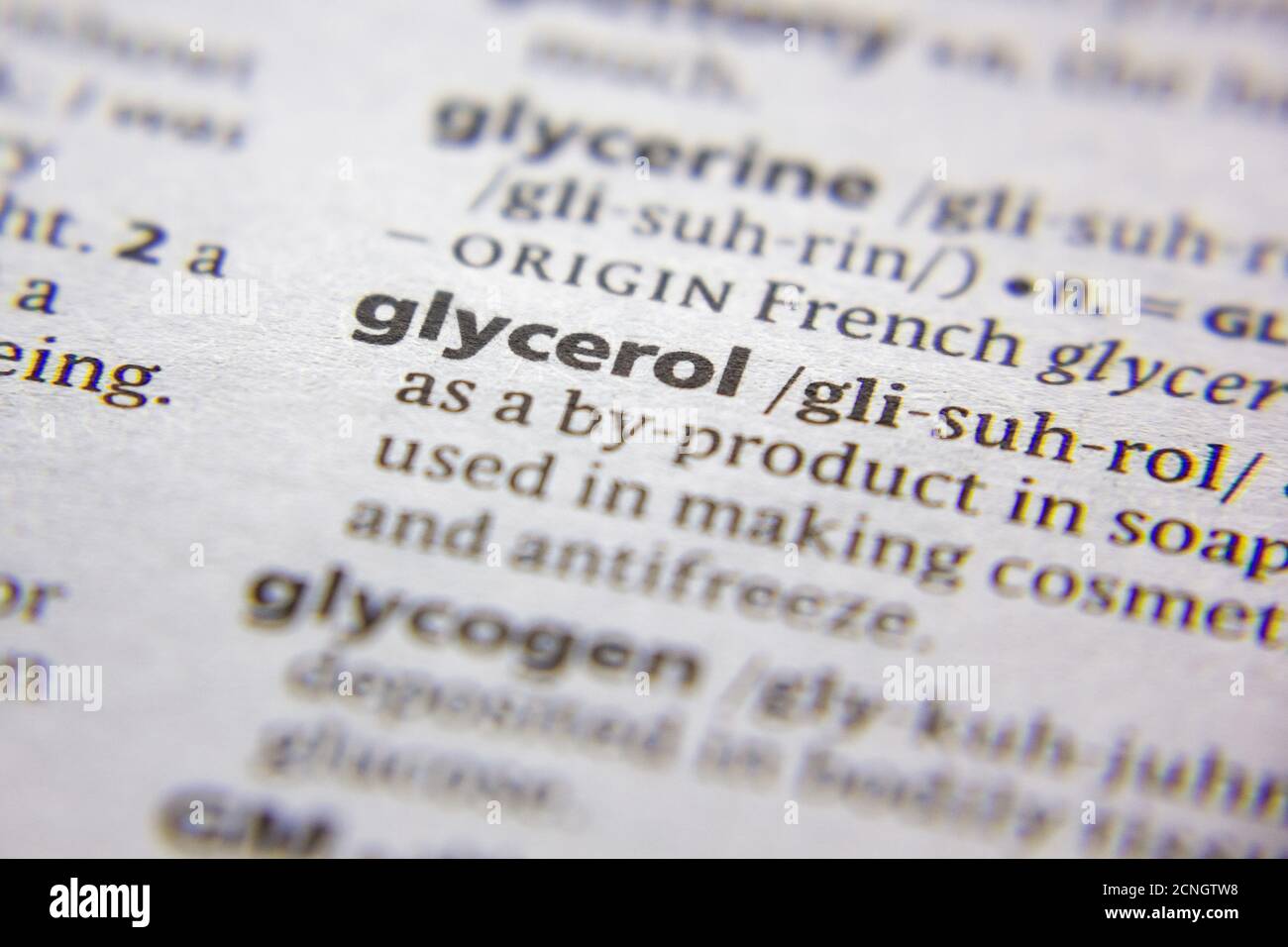 Word or phrase Glycerol in a dictionary Stock Photo - Alamy