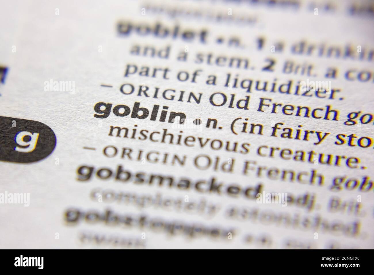 Word or phrase Goblin in a dictionary Stock Photo - Alamy