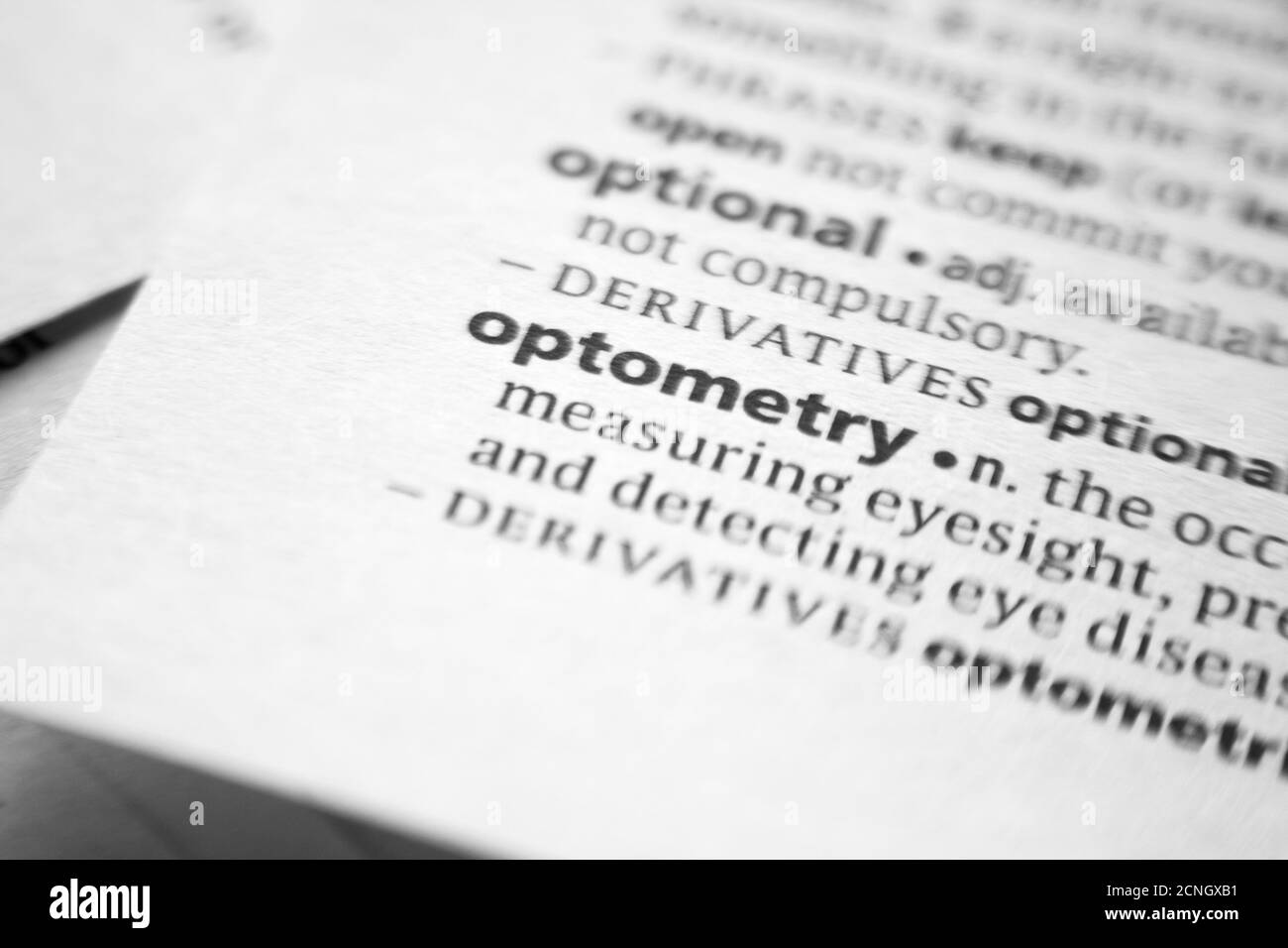 Word or phrase Optometry in a dictionary Stock Photo - Alamy