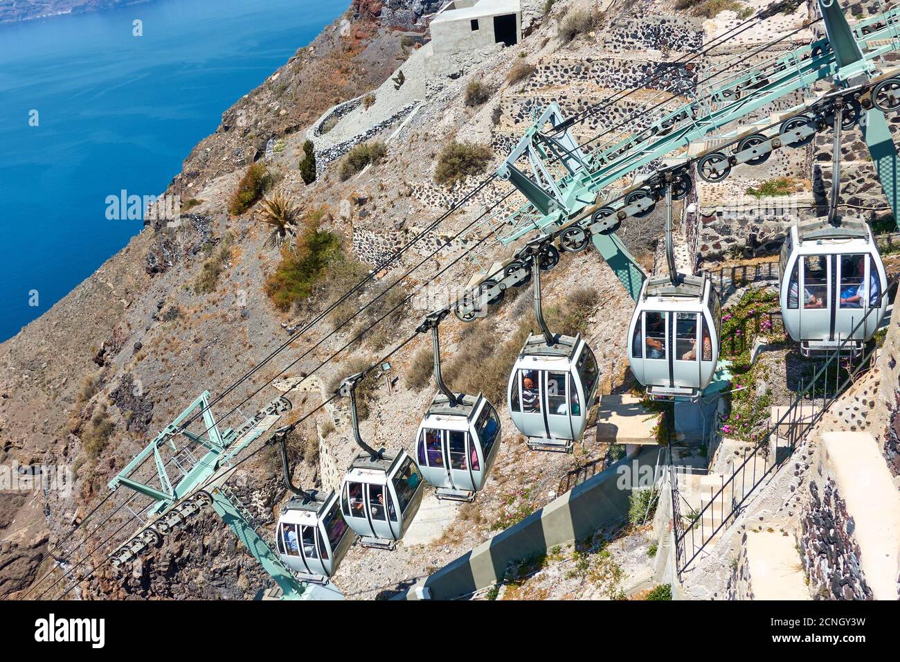 Santorini cable car hi-res stock photography and images - Alamy