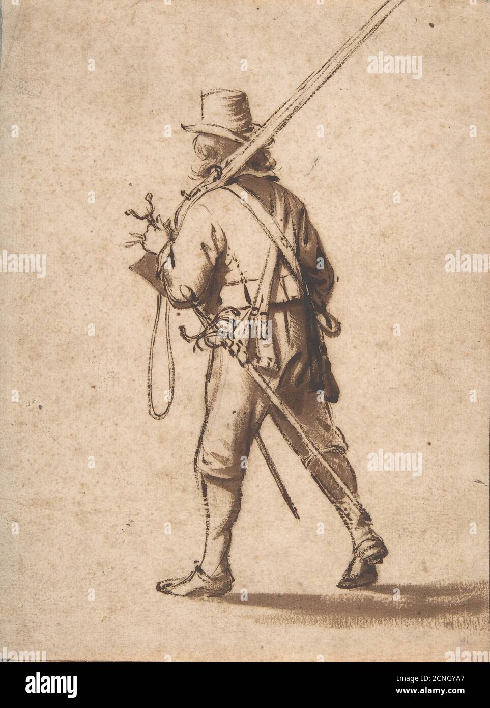 A Walking Musketeer, seen from behind, 17th century Stock Photo - Alamy