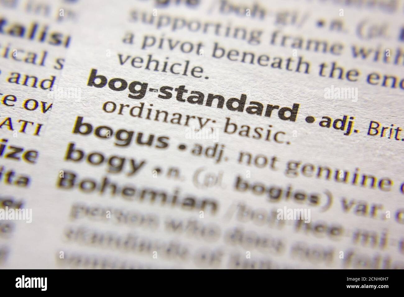 Word or phrase Bog-standard in a dictionary Stock Photo - Alamy