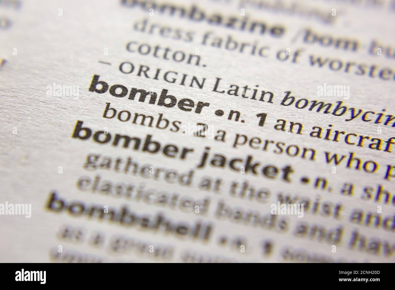 Word or phrase Bomber in a dictionary Stock Photo - Alamy