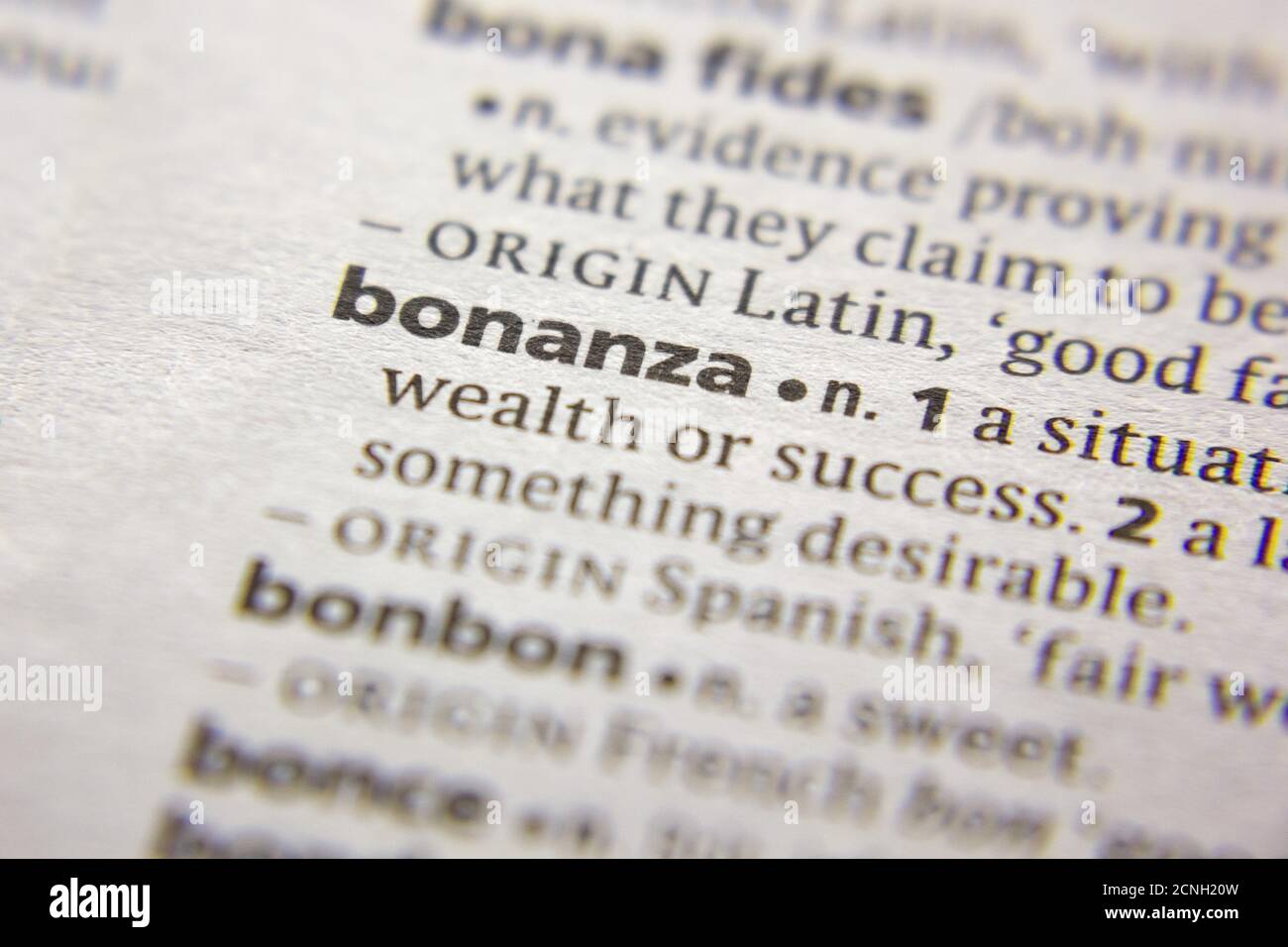 Word or phrase Bonanza in a dictionary Stock Photo - Alamy