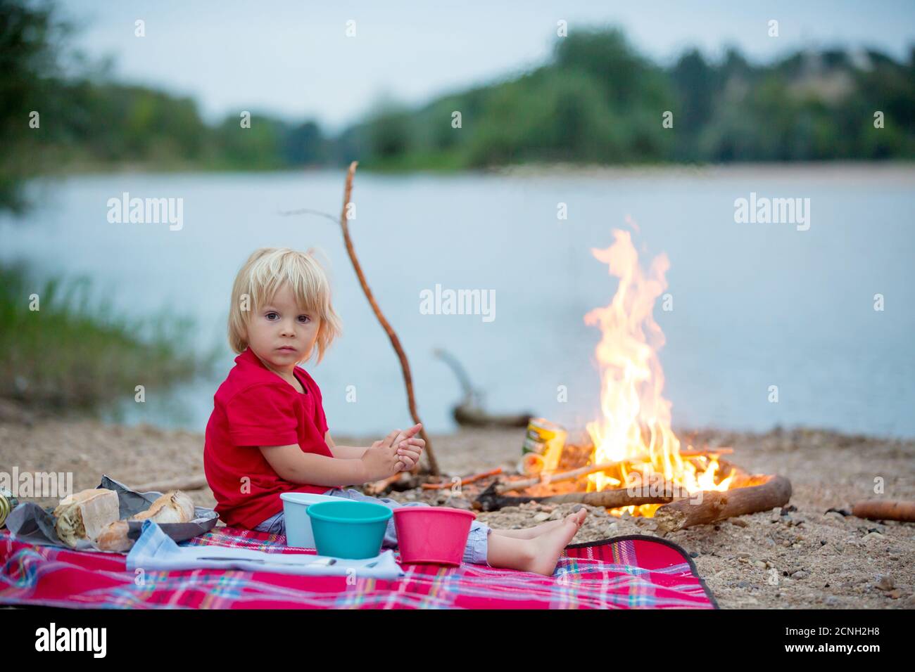 Family having picnic campfire hi-res stock photography and images - Alamy