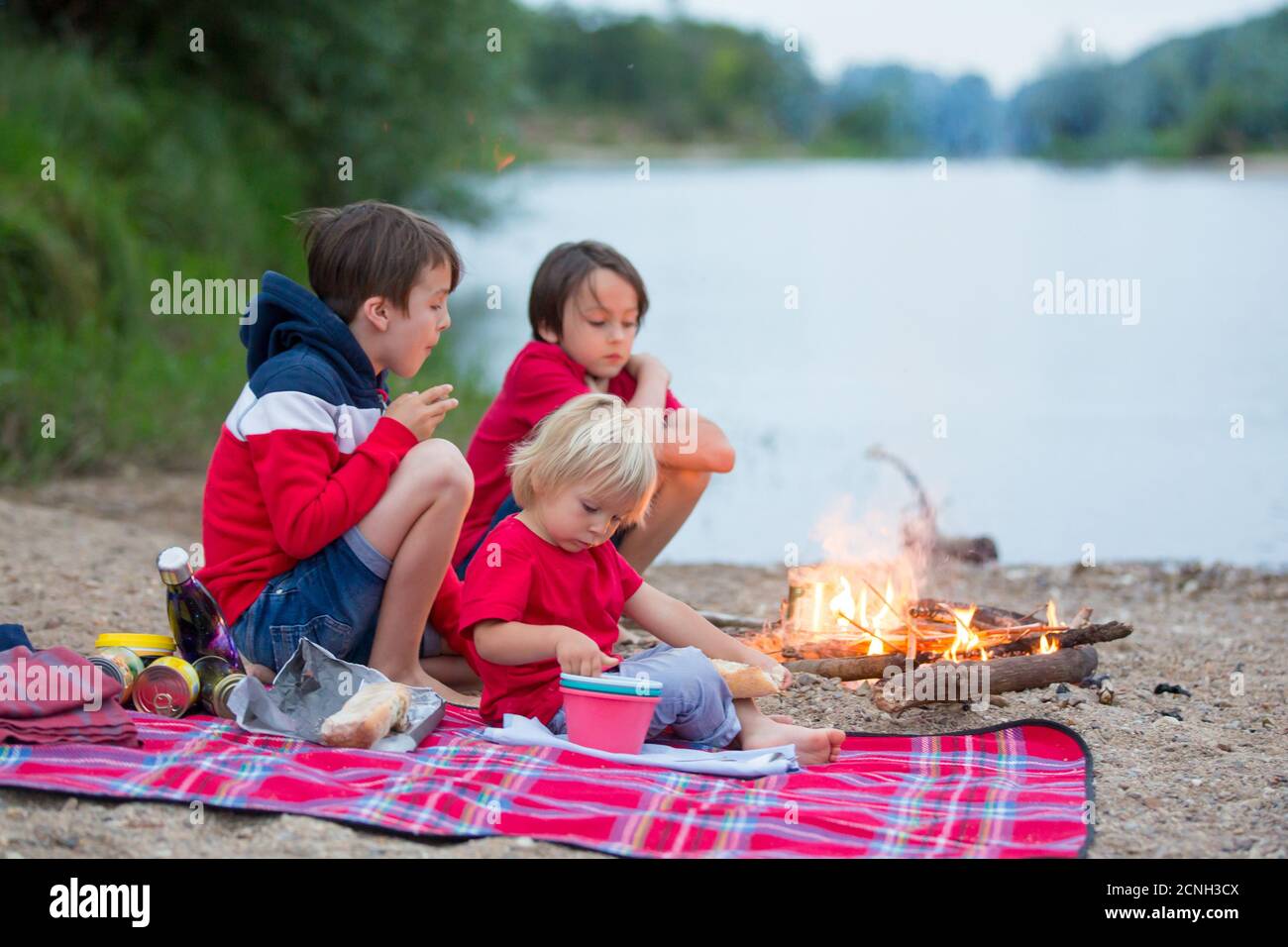 Family having picnic campfire hi-res stock photography and images - Alamy