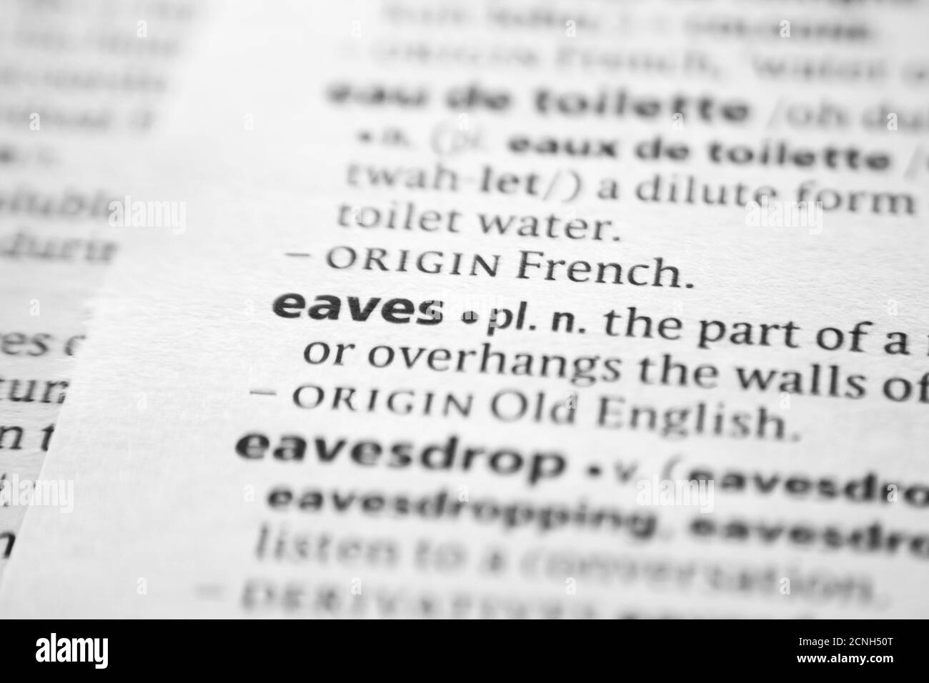 Word or phrase Eaves in a dictionary Stock Photo - Alamy