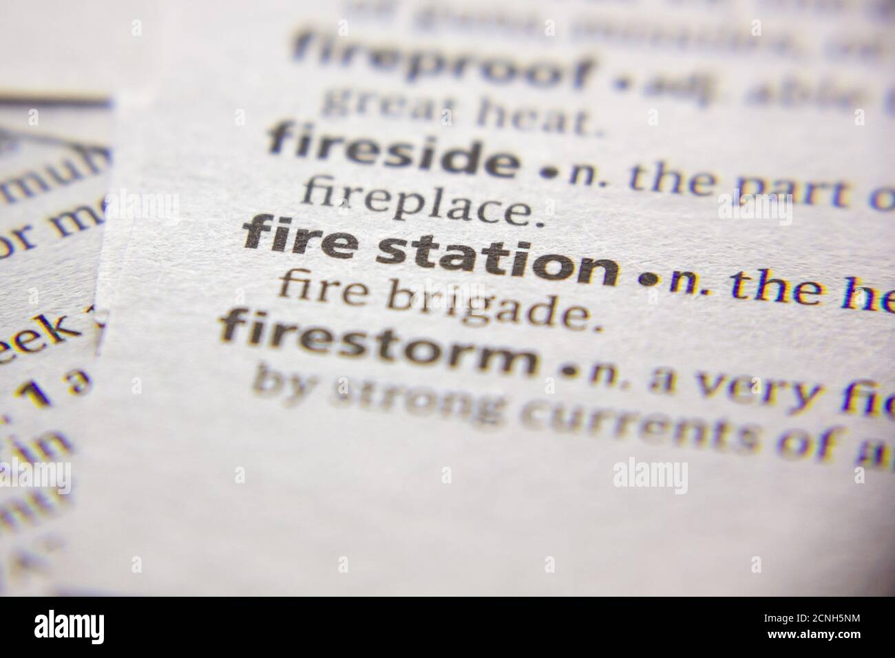 Word or phrase Fire station in a dictionary Stock Photo - Alamy
