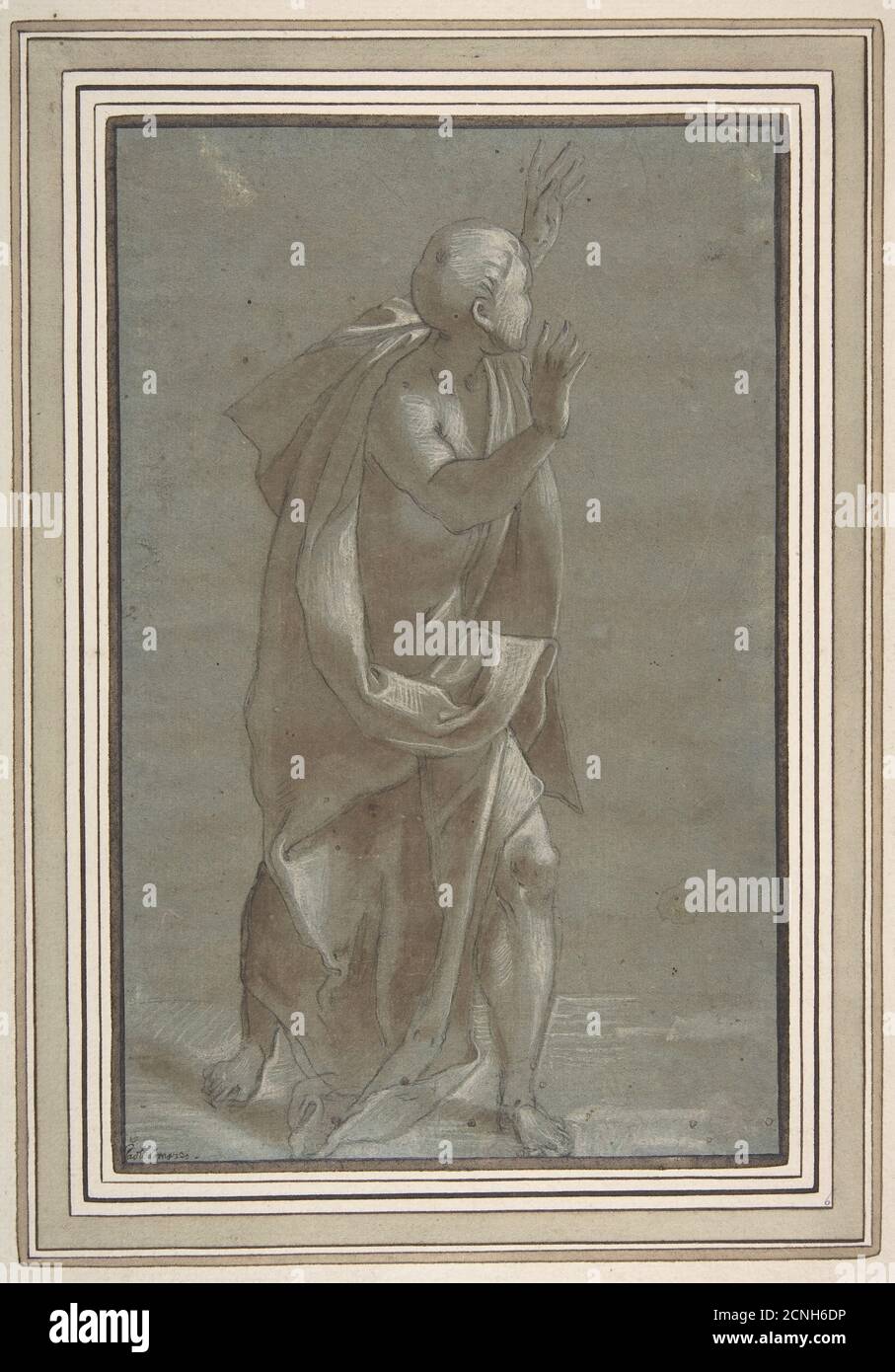 Standing Male Draped Figure With His Hands Raised, 1565-71 Stock Photo ...
