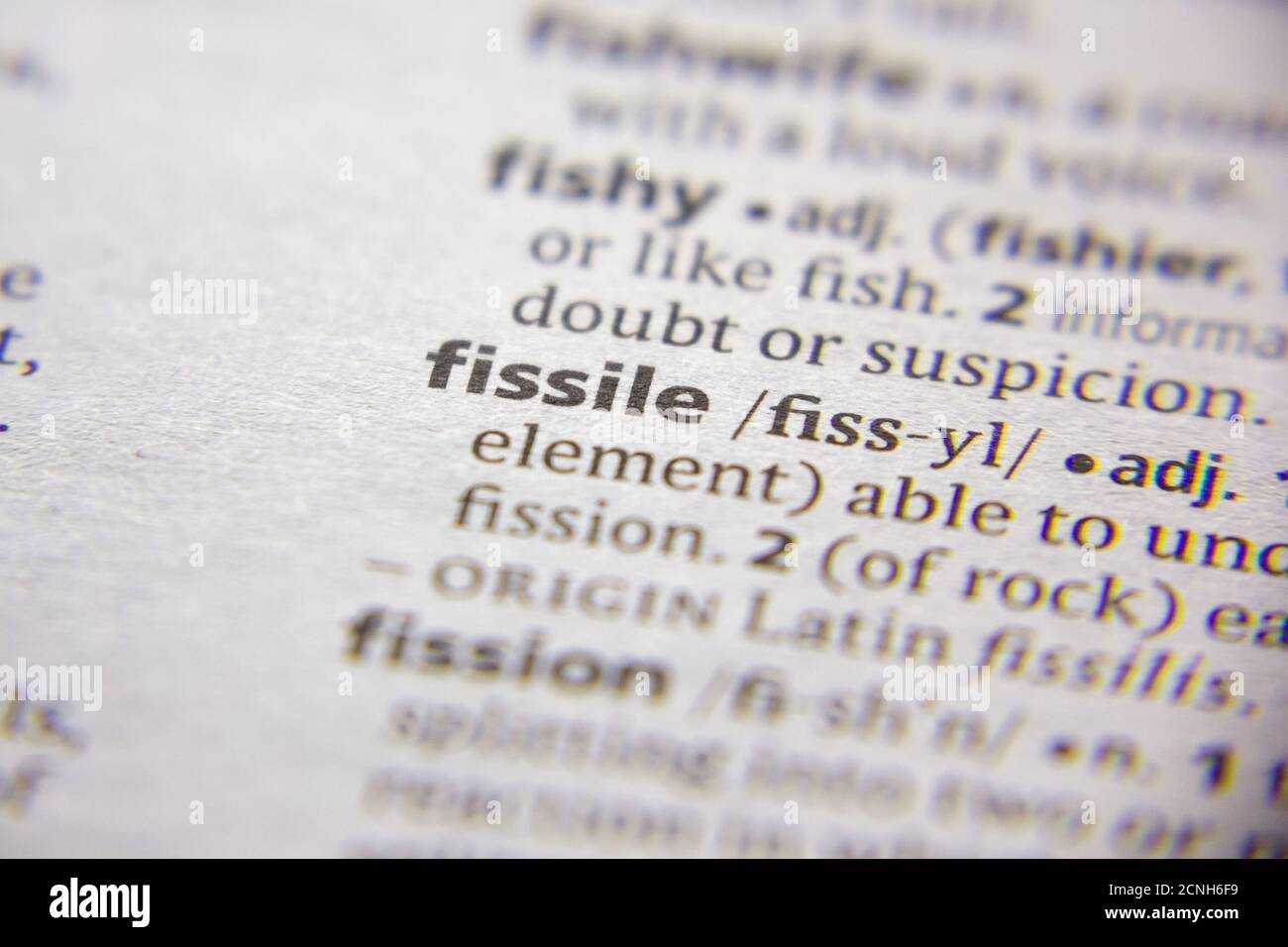 Word or phrase Fissile in a dictionary Stock Photo - Alamy