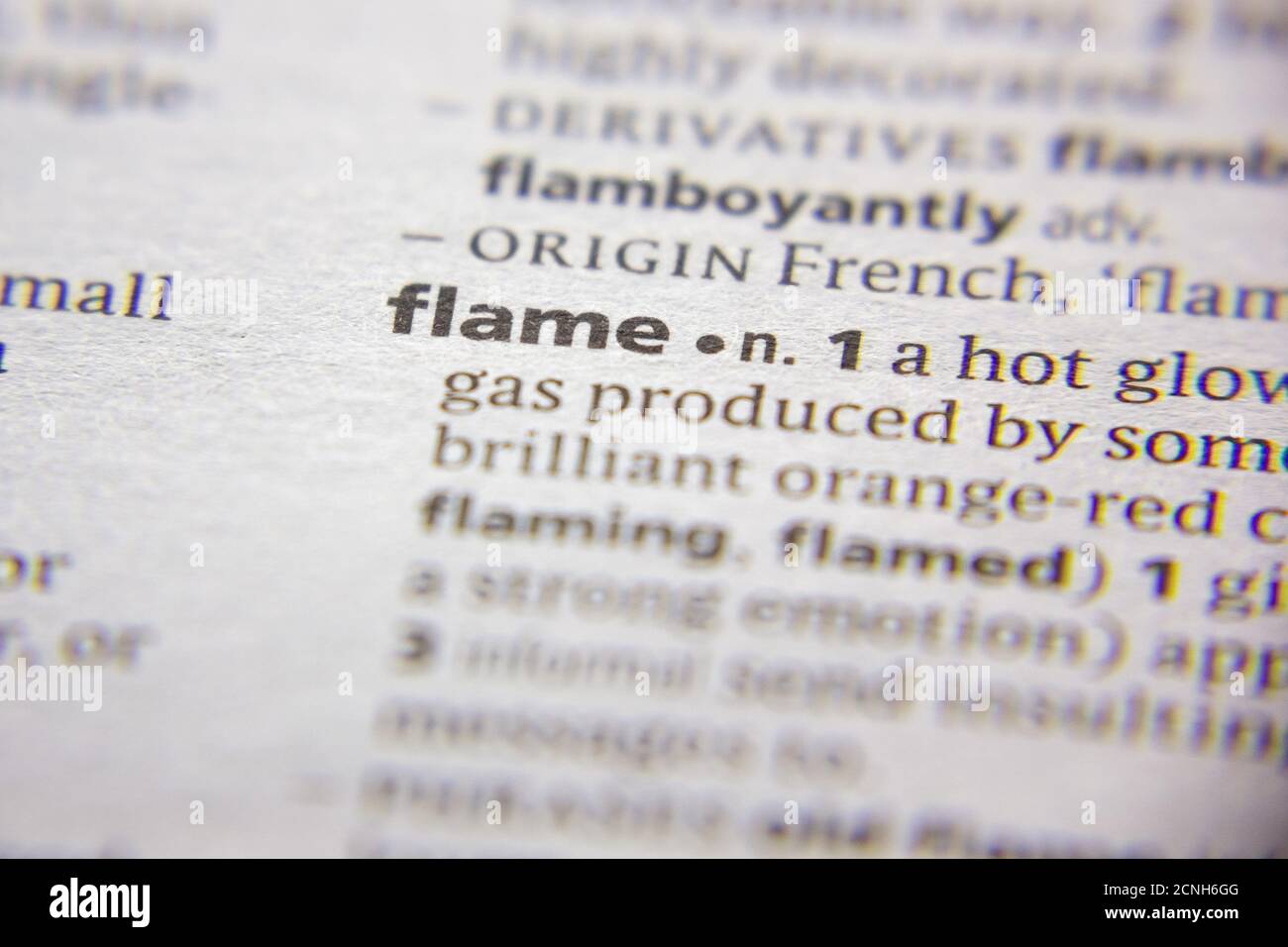 Word or phrase Flame in a dictionary Stock Photo - Alamy