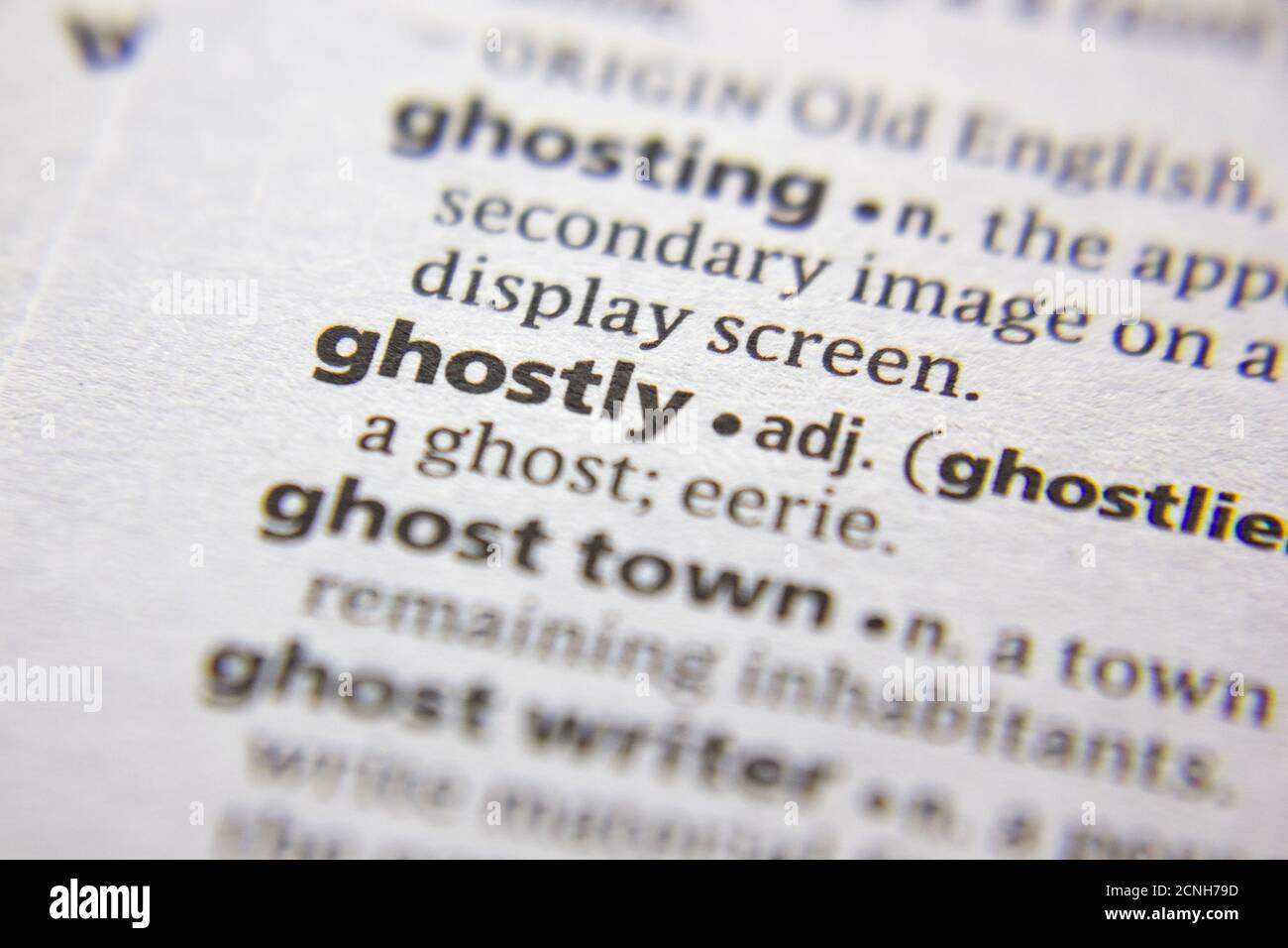Word or phrase Ghostly in a dictionary Stock Photo - Alamy