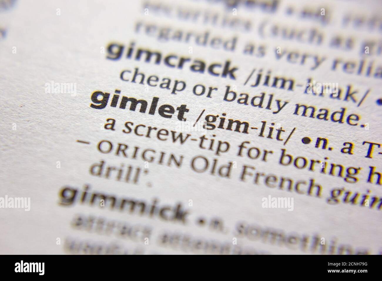 Word or phrase Gimlet in a dictionary Stock Photo - Alamy