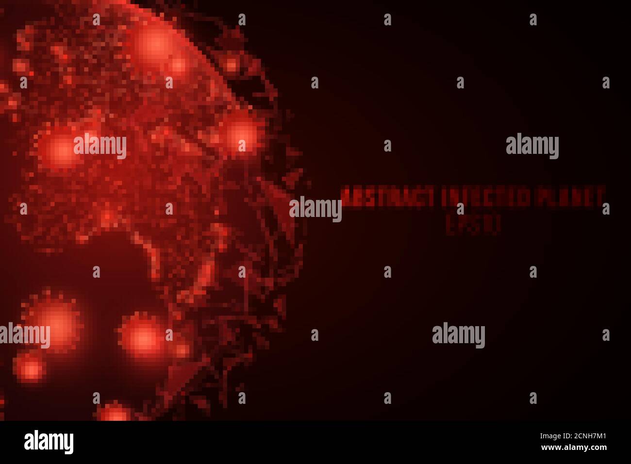 Earth globe in futuristic style with Covid-19 bacteria. Chinese ...