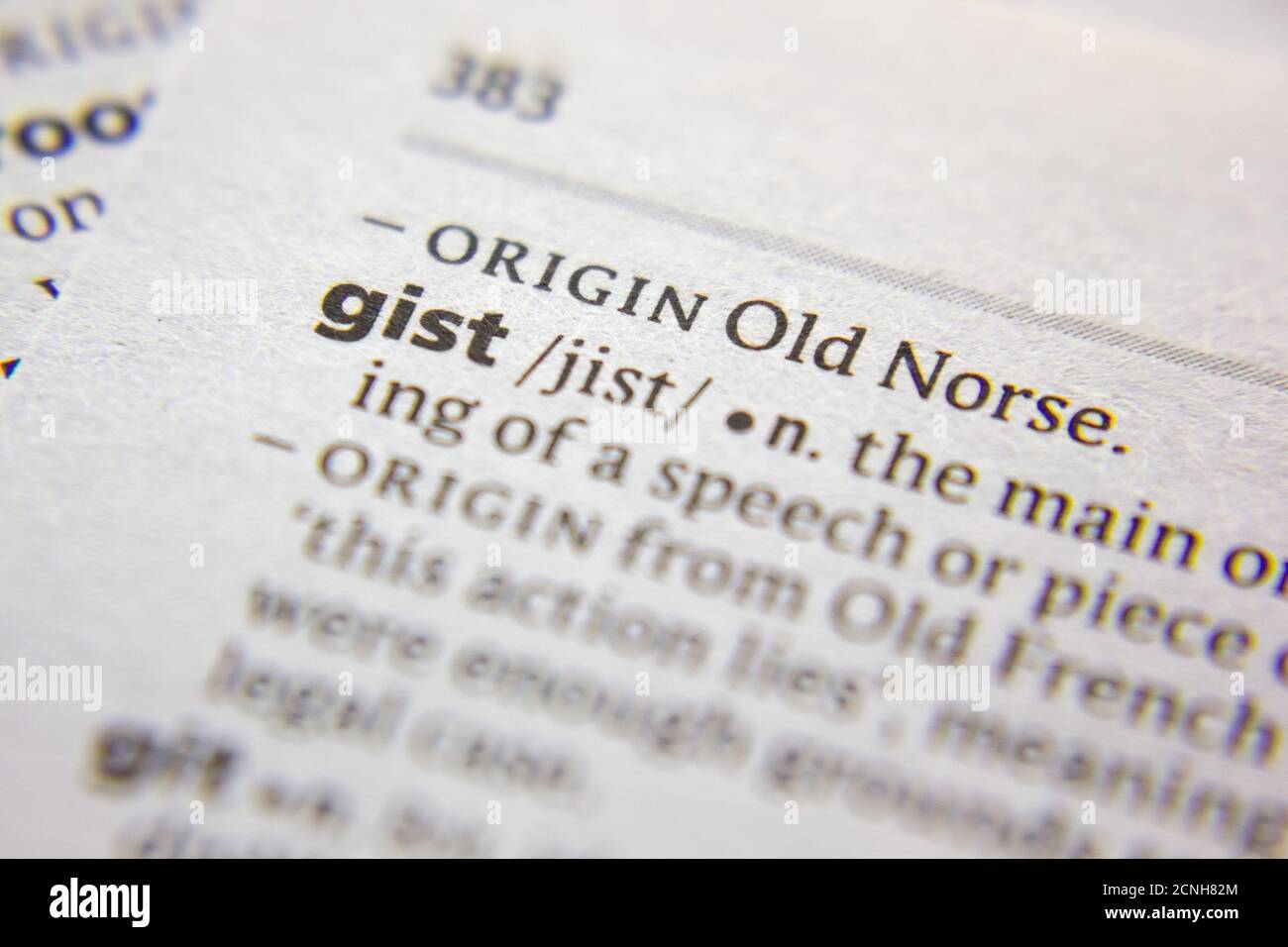 Word or phrase Gist in a dictionary Stock Photo - Alamy