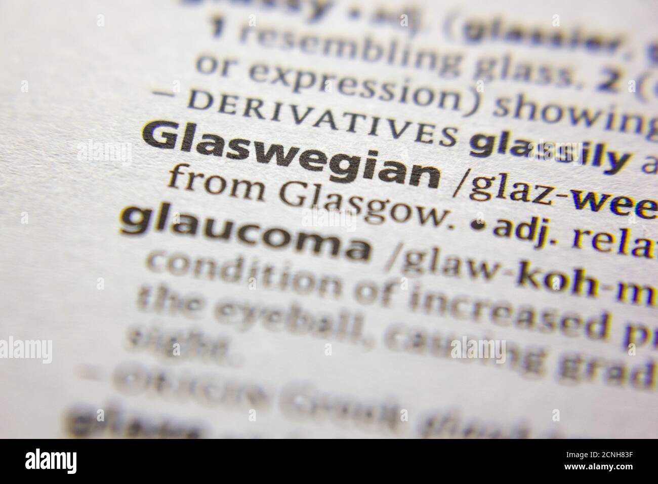 Word or phrase Glaswegian in a dictionary Stock Photo - Alamy