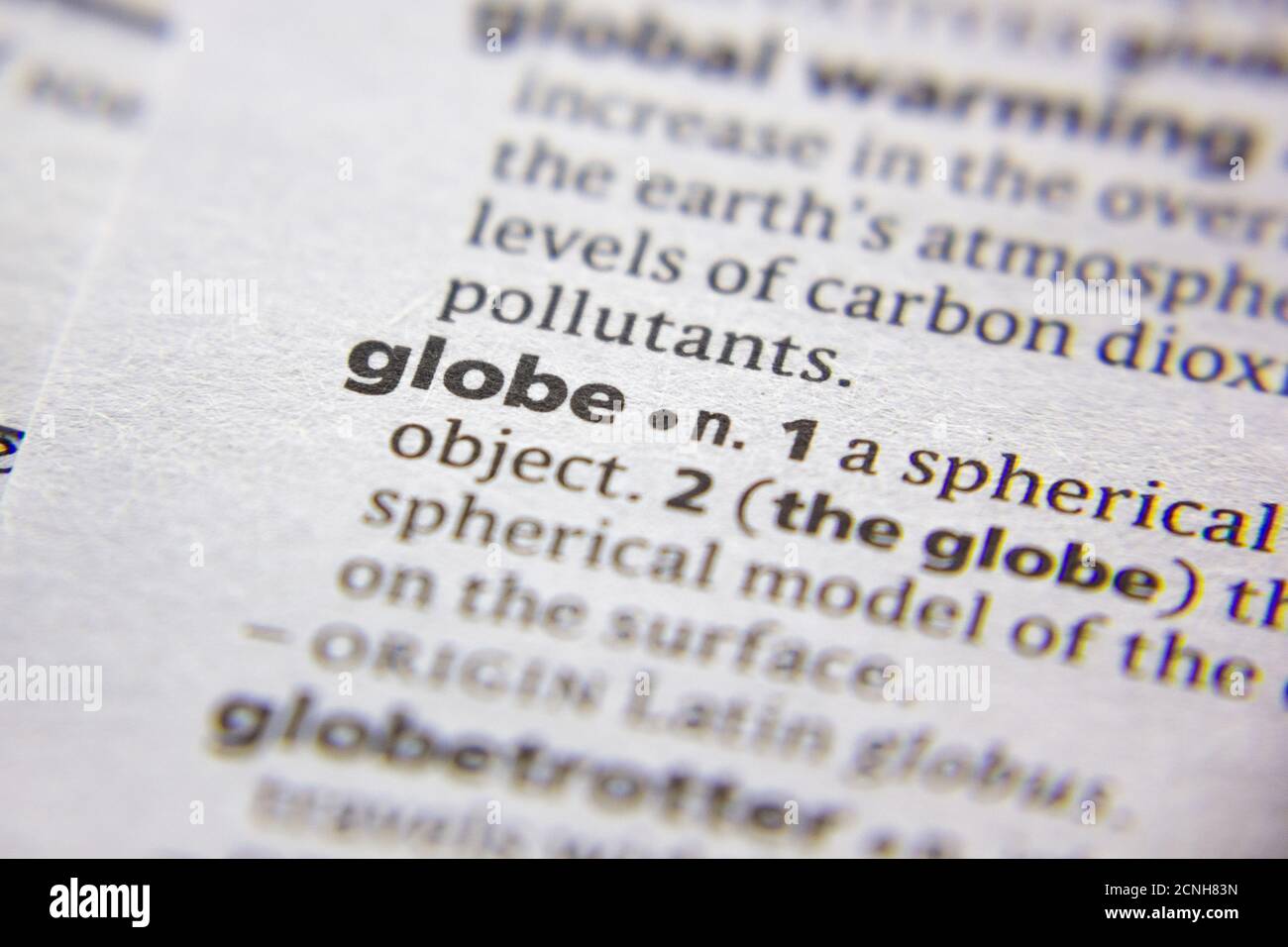 Word or phrase Globe in a dictionary Stock Photo - Alamy