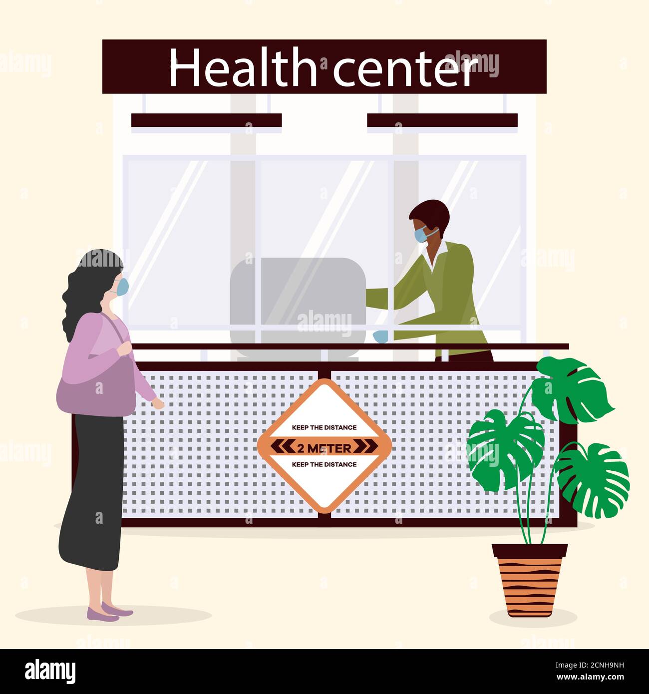 Vector illustration Health center. Reception room at clinic ...