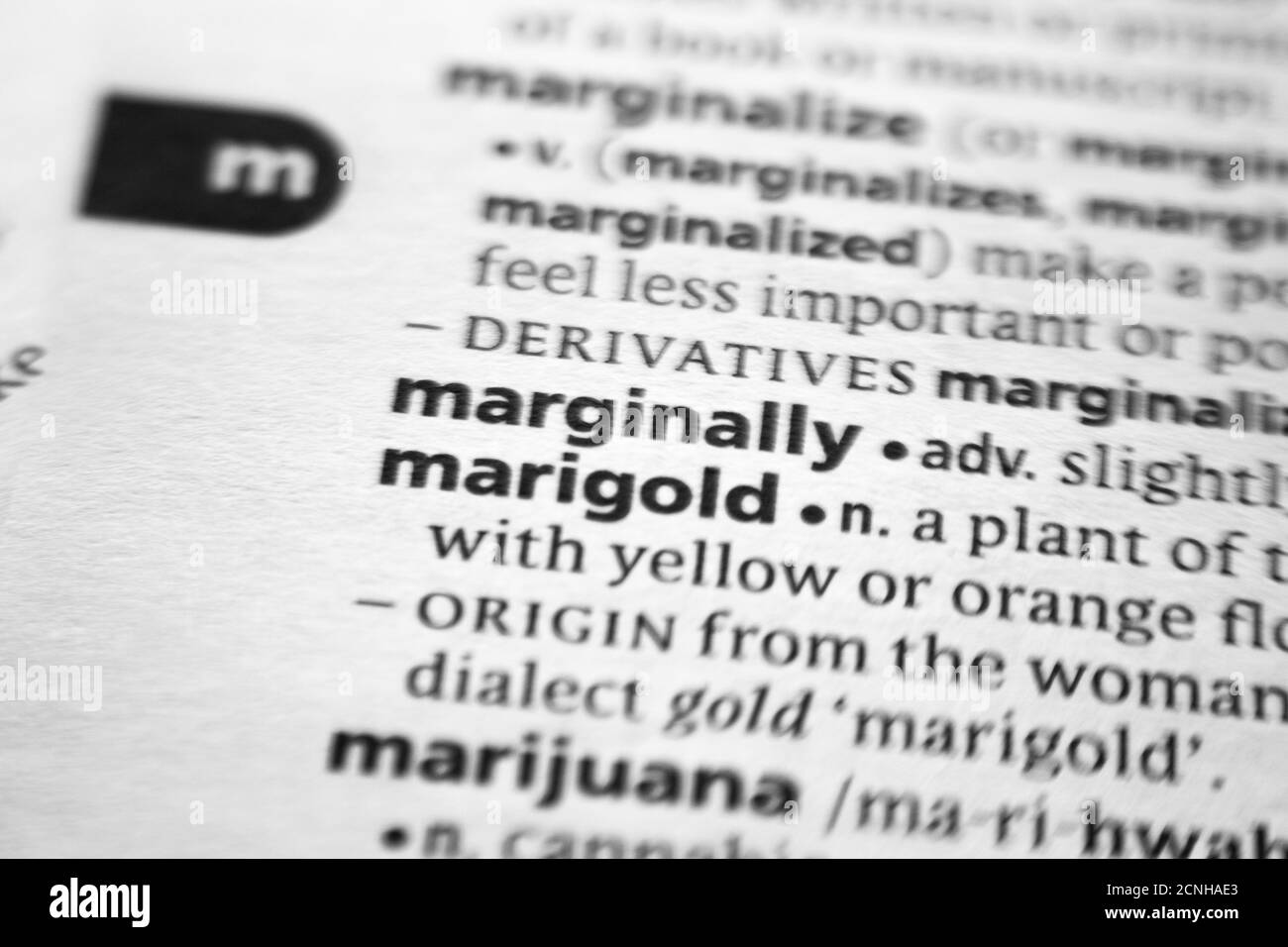 Word or phrase Marginally in a dictionary Stock Photo - Alamy