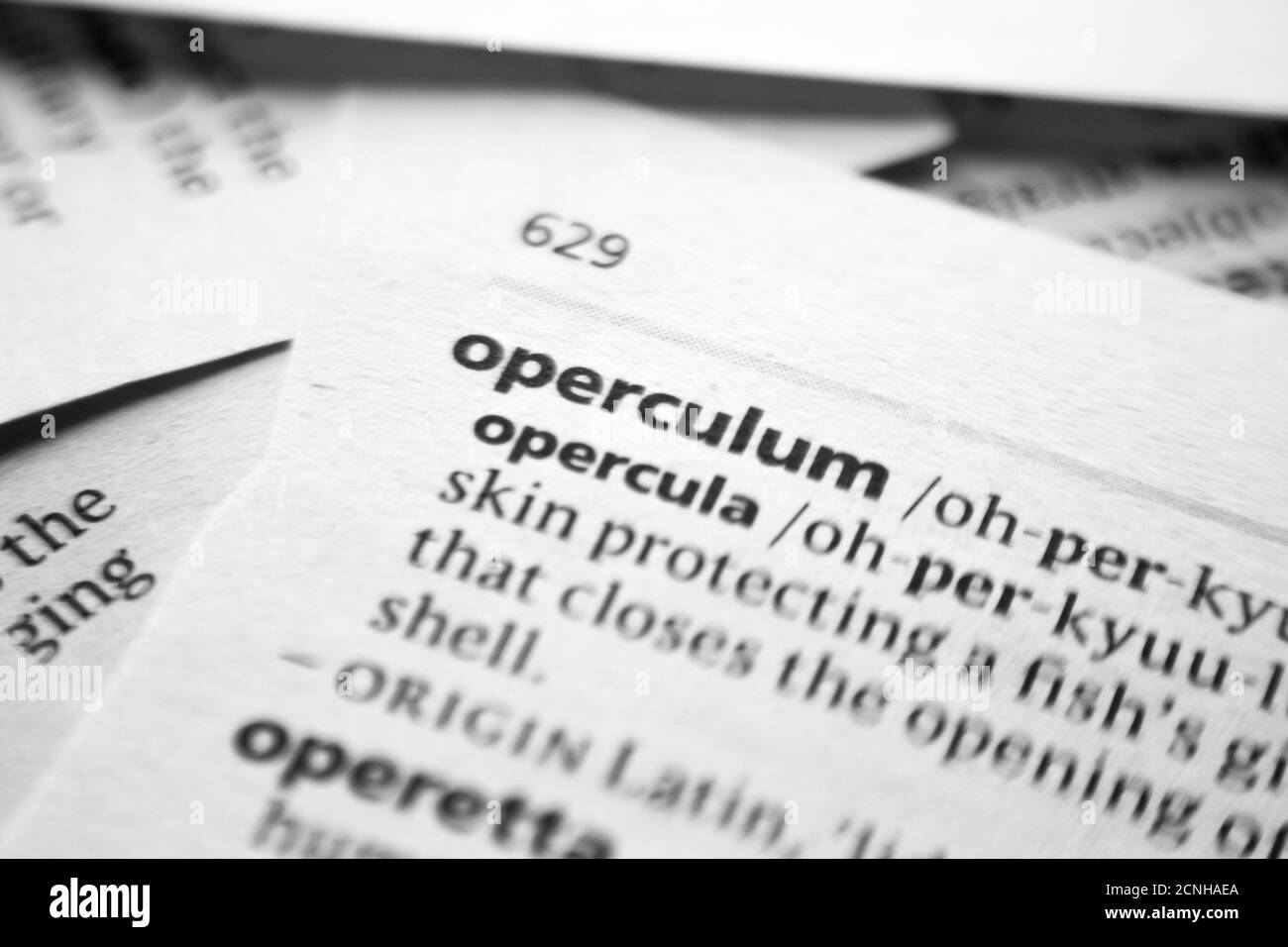 Word or phrase Operculum in a dictionary Stock Photo - Alamy