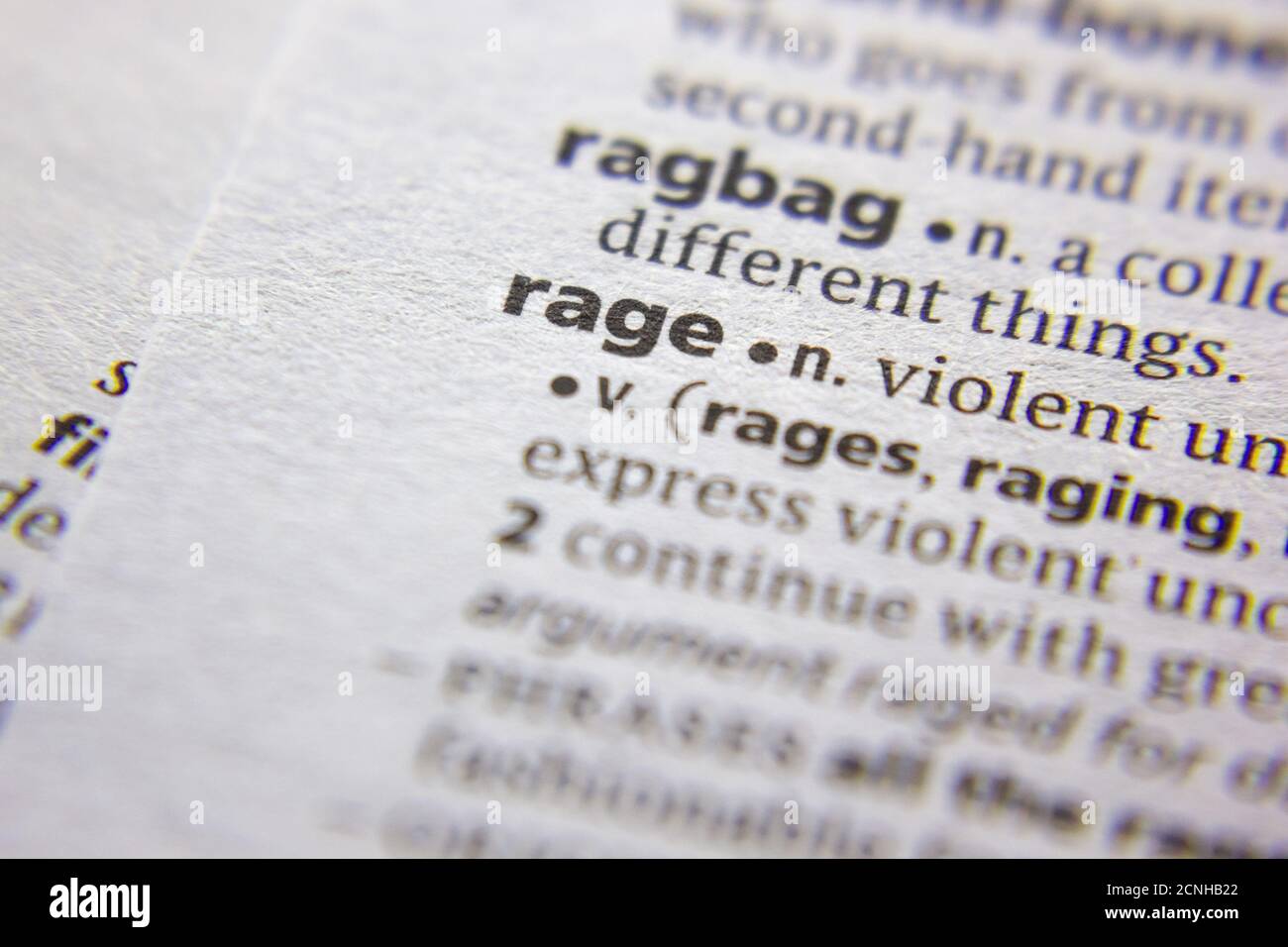 Word or phrase Rage in a dictionary Stock Photo - Alamy