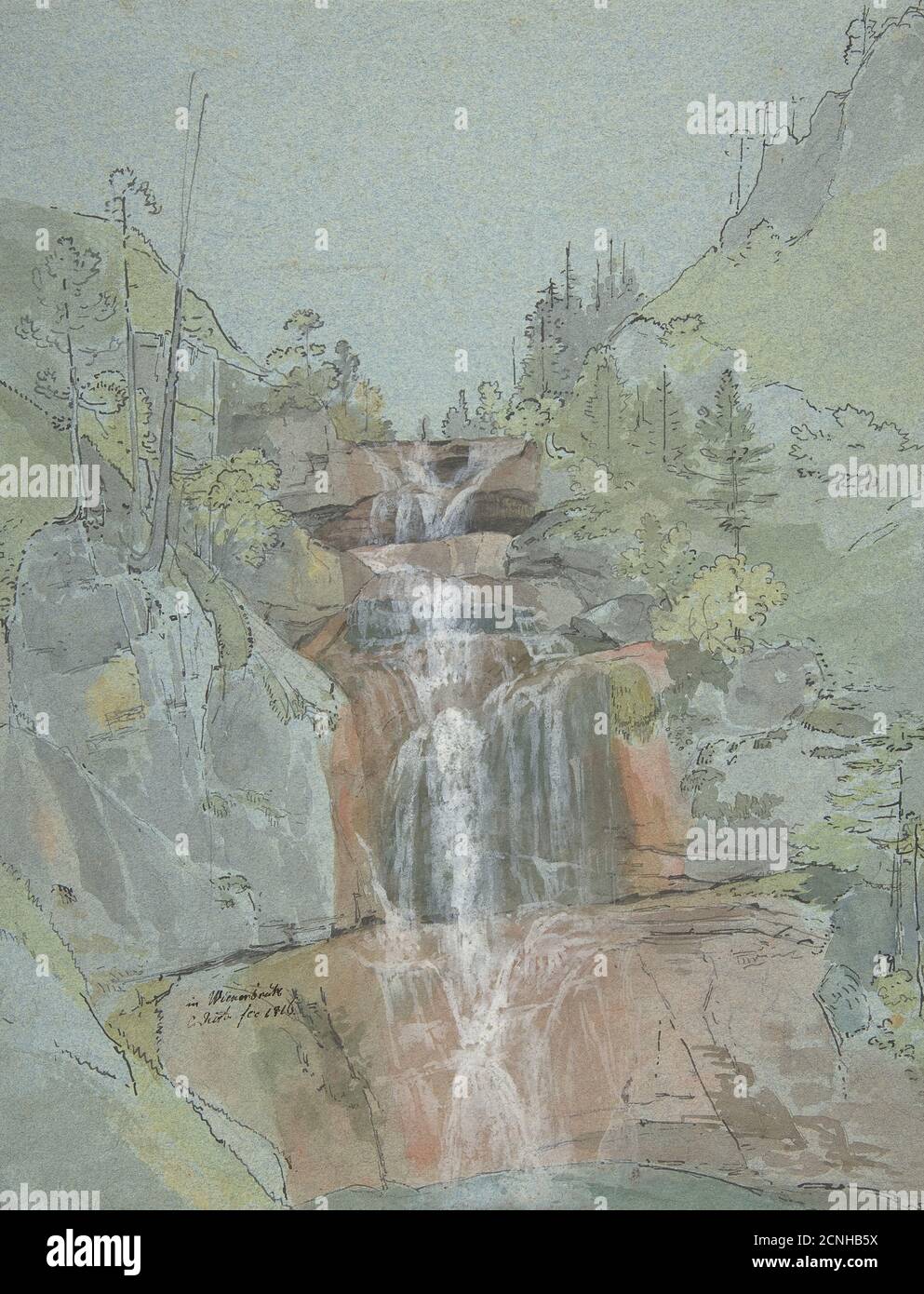 Landscape with a Waterfall, 1816 Stock Photo - Alamy
