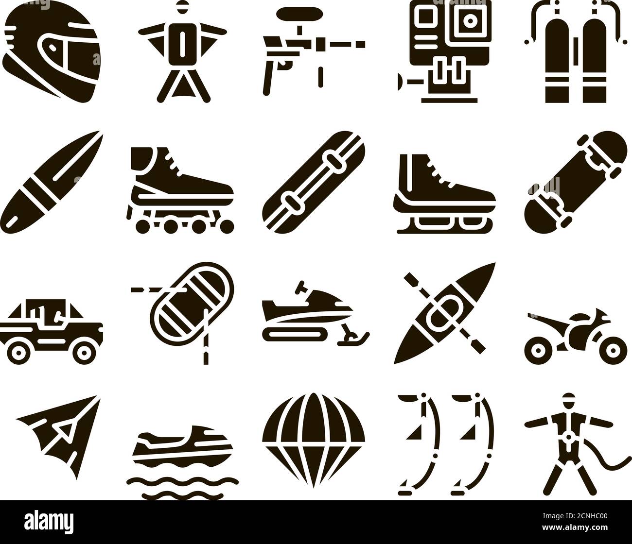 Extreme Sport Activity Glyph Set Vector Stock Vector Image & Art - Alamy
