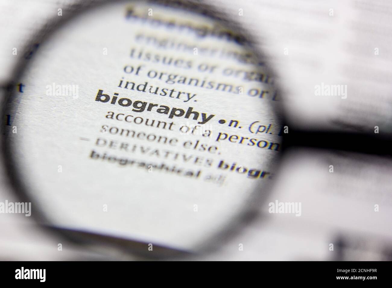 Word or phrase Biography in a dictionary Stock Photo - Alamy