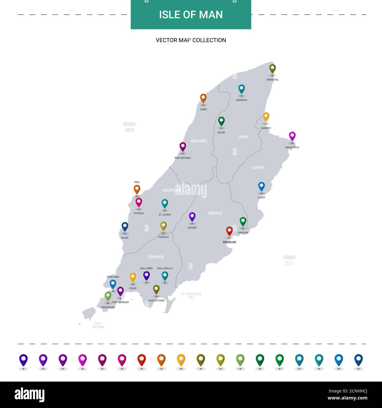 Isle of Man map with location pointer marks. Infographic vector ...