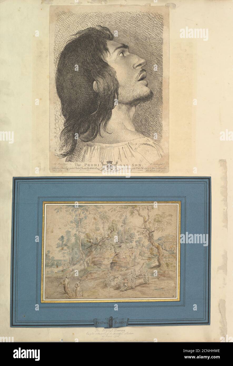 Leaf from Aedes Walpolianae mounted with a print and a drawing (a ...