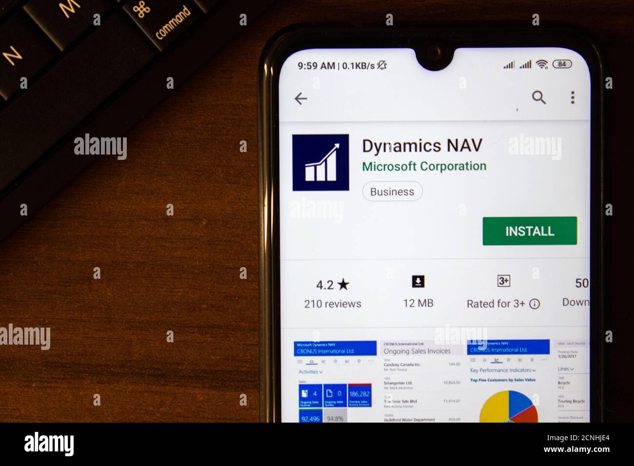 Ivanovsk, Russia - July 07, 2019: Dynamics NAV app on the display of ...