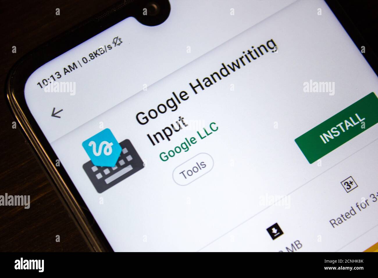 Ivanovsk, Russia - July 21, 2019: Google Handwriting Input app on the display of smartphone ...