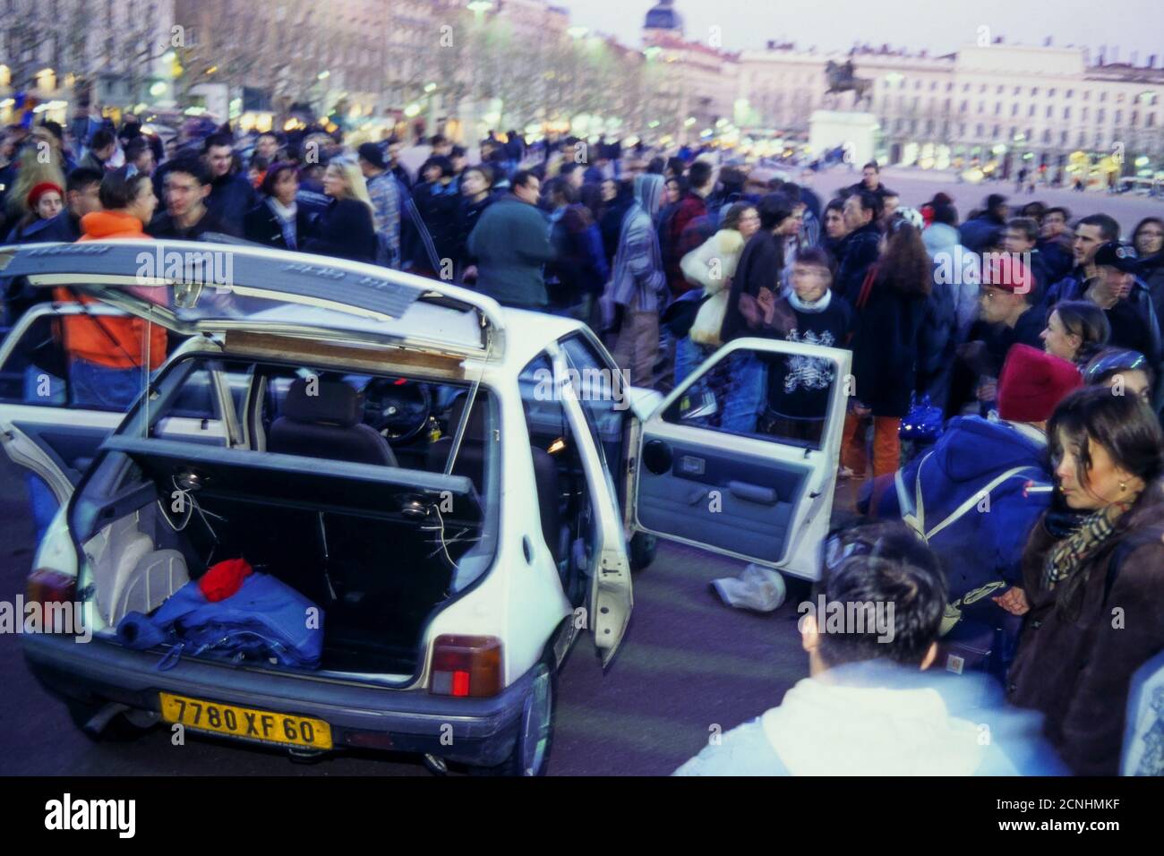 Protesters defend Techno rave in Lyon, France Stock Photo - Alamy