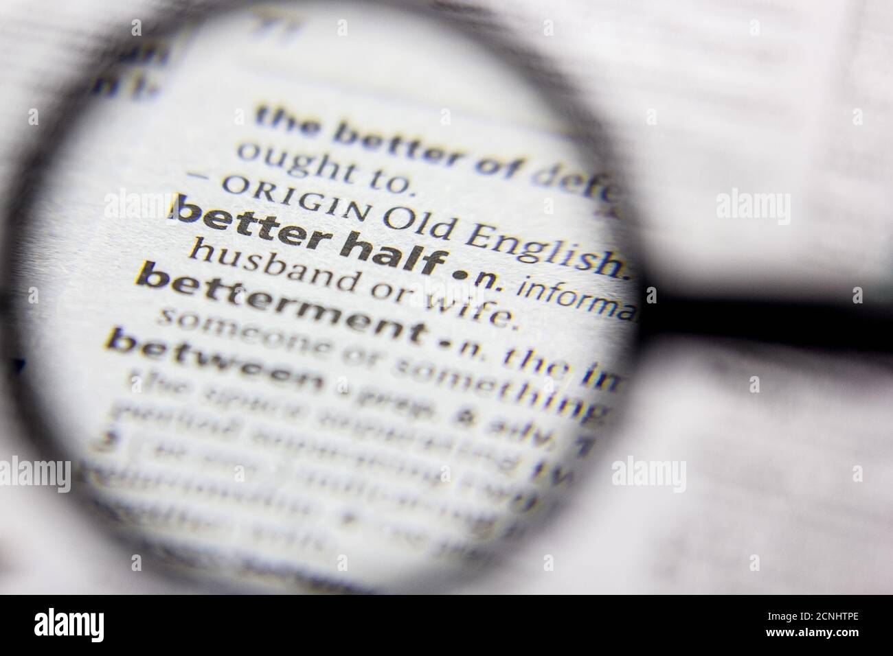 Word or phrase Better half in a dictionary Stock Photo - Alamy