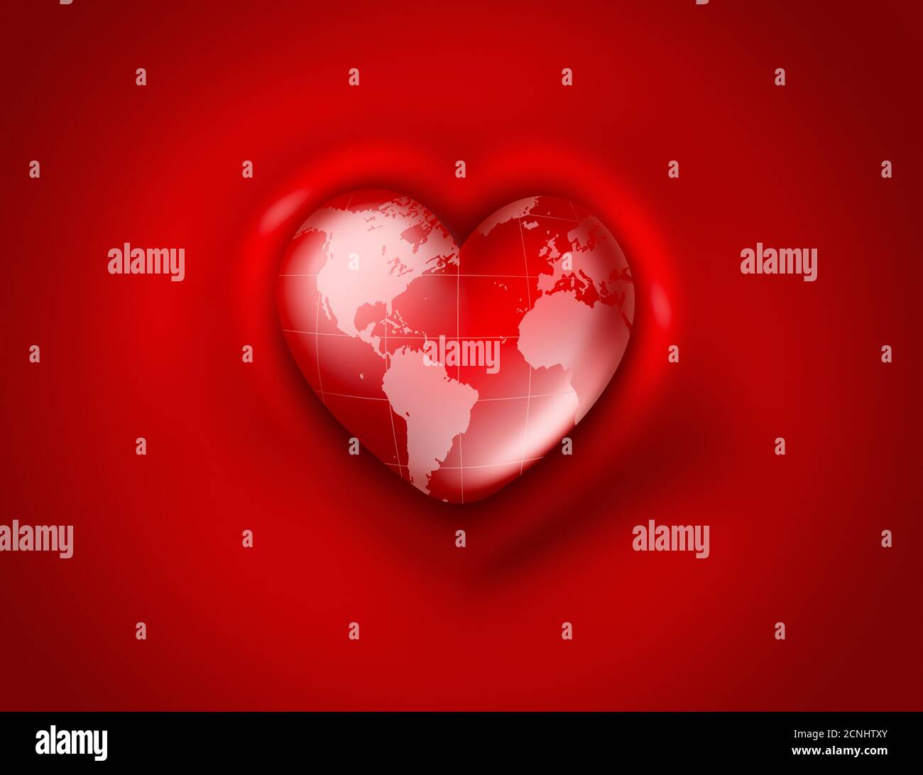 Red heart on globe hi-res stock photography and images - Alamy