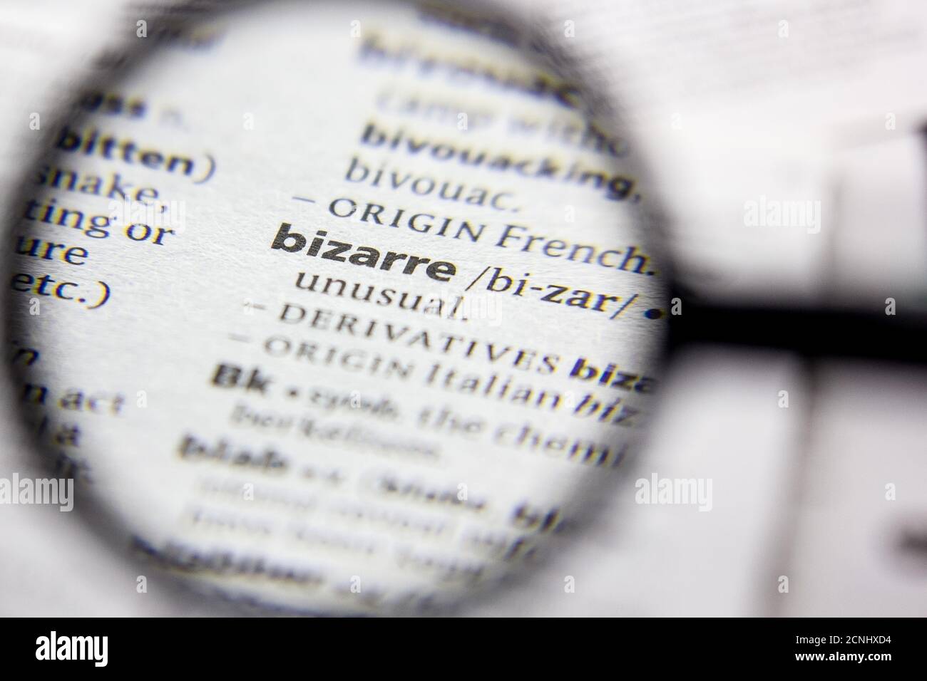 Word or phrase Bizarre in a dictionary Stock Photo - Alamy