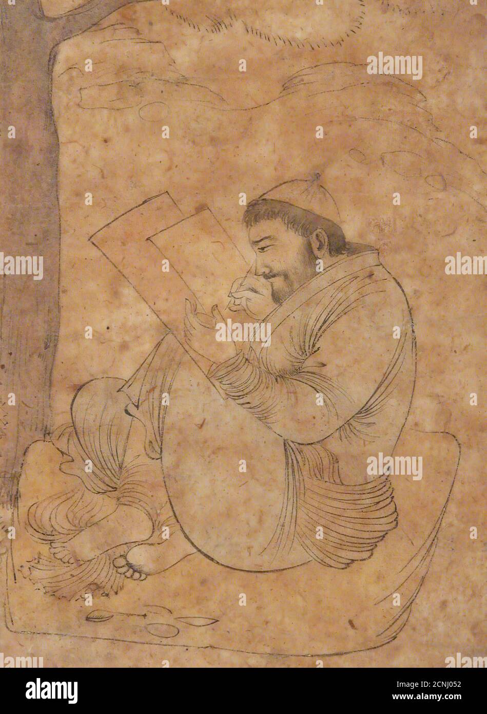 Seated Man Painting or Writing, first half 17th century Stock Photo - Alamy