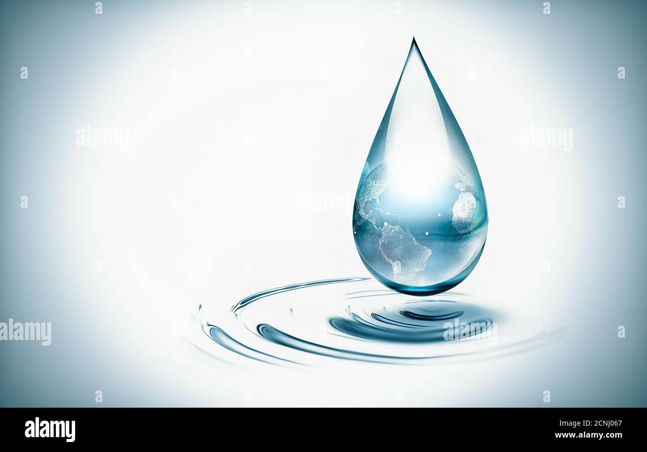 water drop with the world inside Stock Photo - Alamy