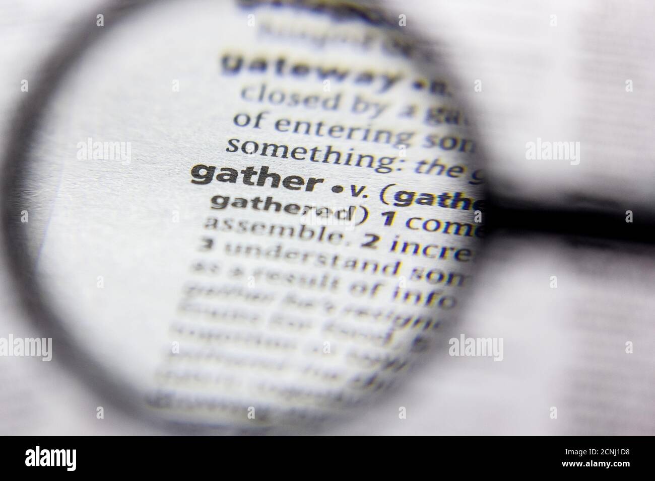 Word or phrase Gather in a dictionary Stock Photo - Alamy