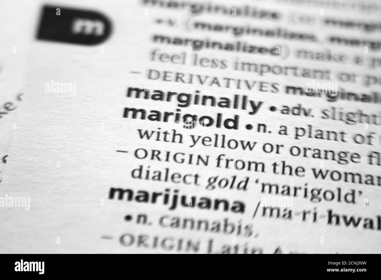 Word or phrase Marigold in a dictionary Stock Photo - Alamy
