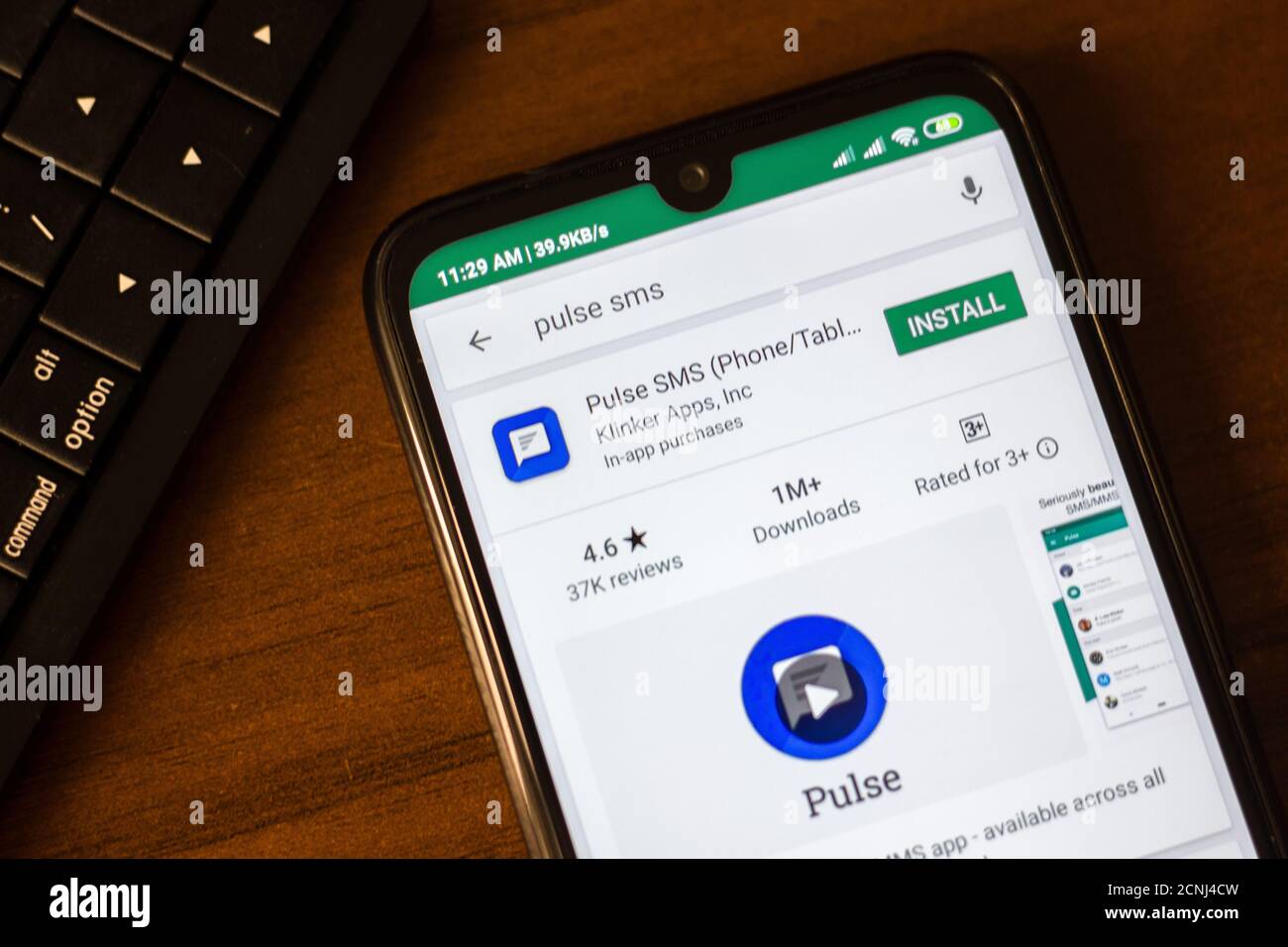 Ivanovsk, Russia - June 26, 2019: Pulse SMS app on the display of ...
