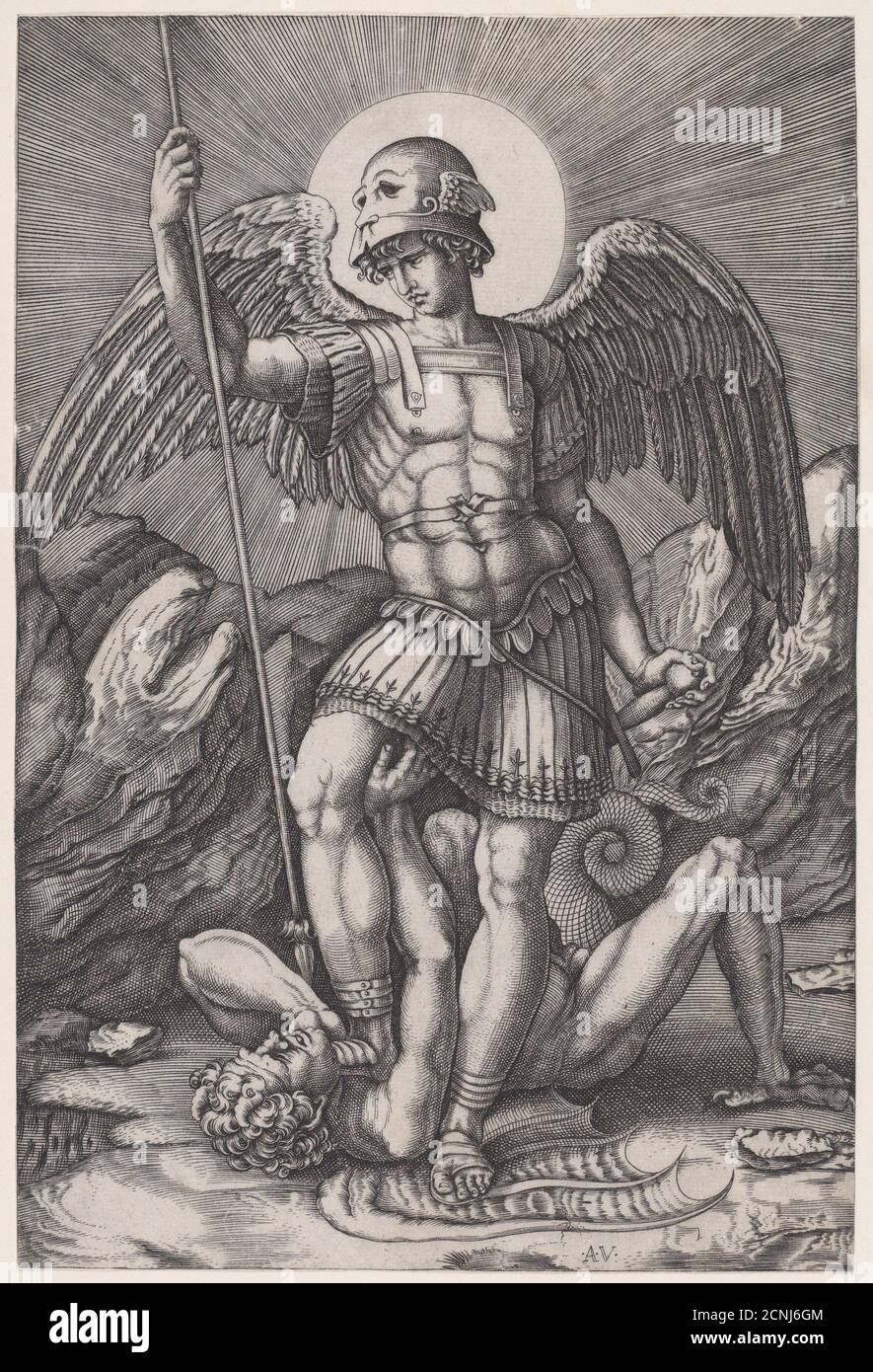 Archangel michael fighting the devil hi-res stock photography and ...