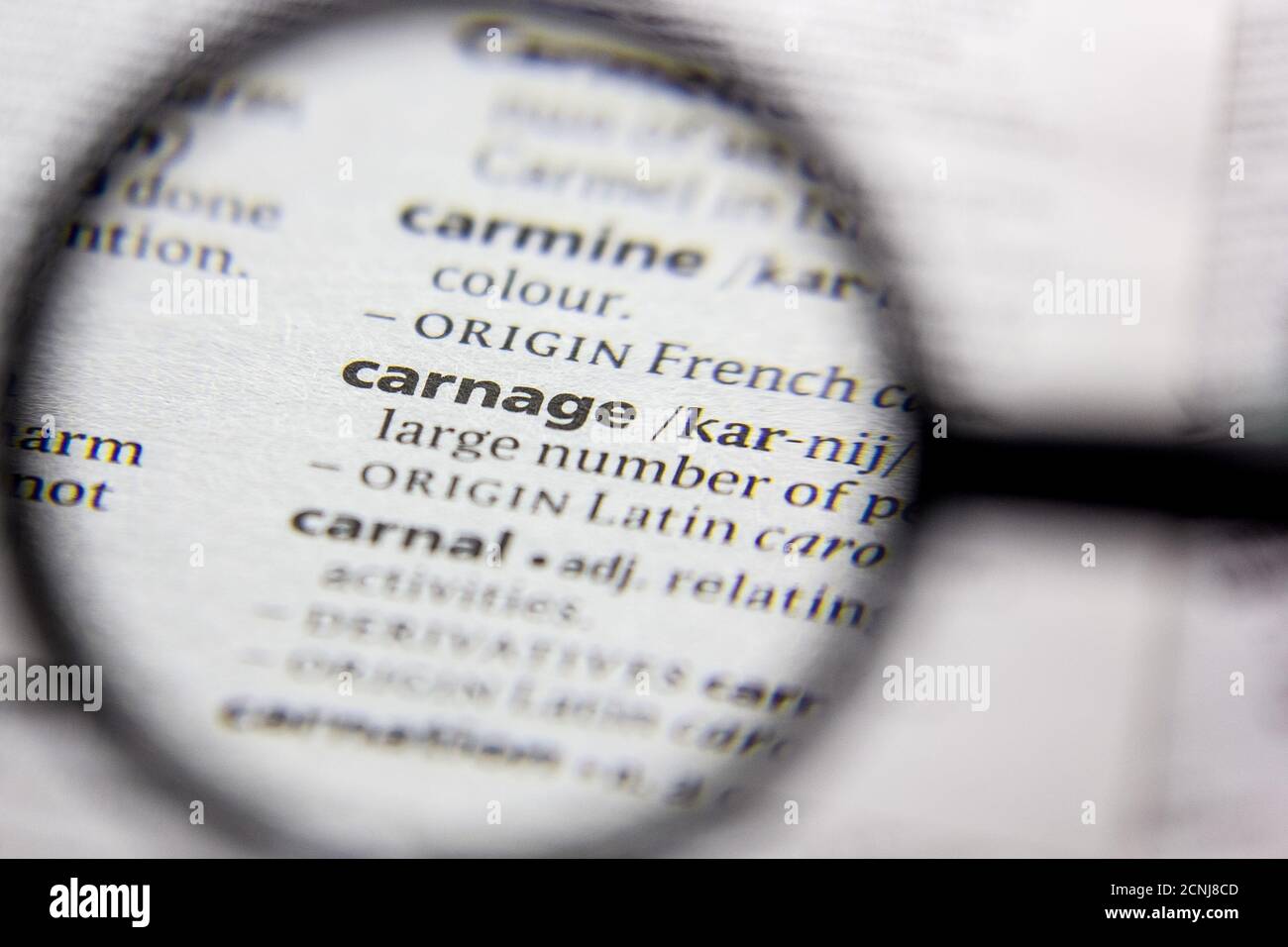 Word or phrase Carnage in a dictionary Stock Photo - Alamy