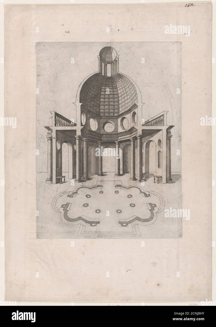 Speculum Romanae Magnificentiae: Interior and ground plan of an ...