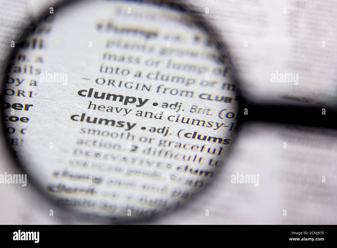Word or phrase Clumpy in a dictionary Stock Photo - Alamy