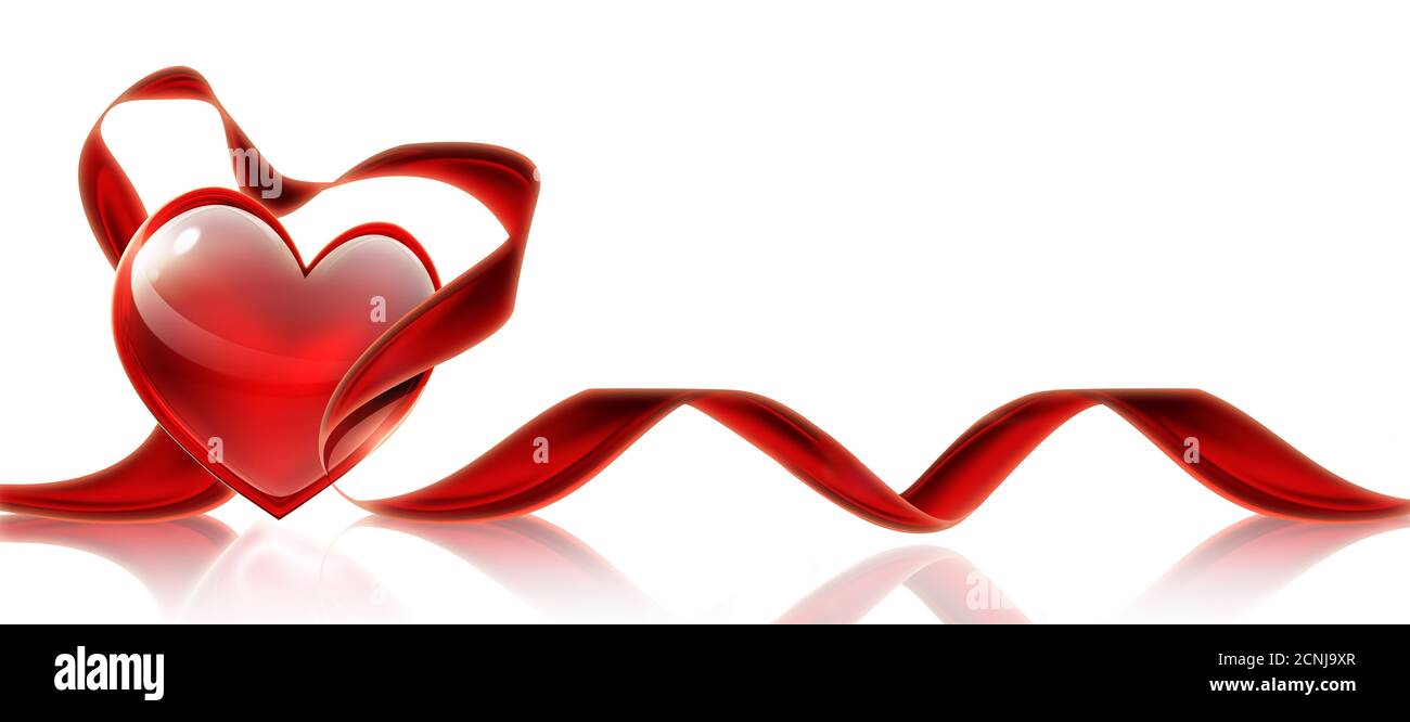 heart with a red ribbon Stock Photo - Alamy