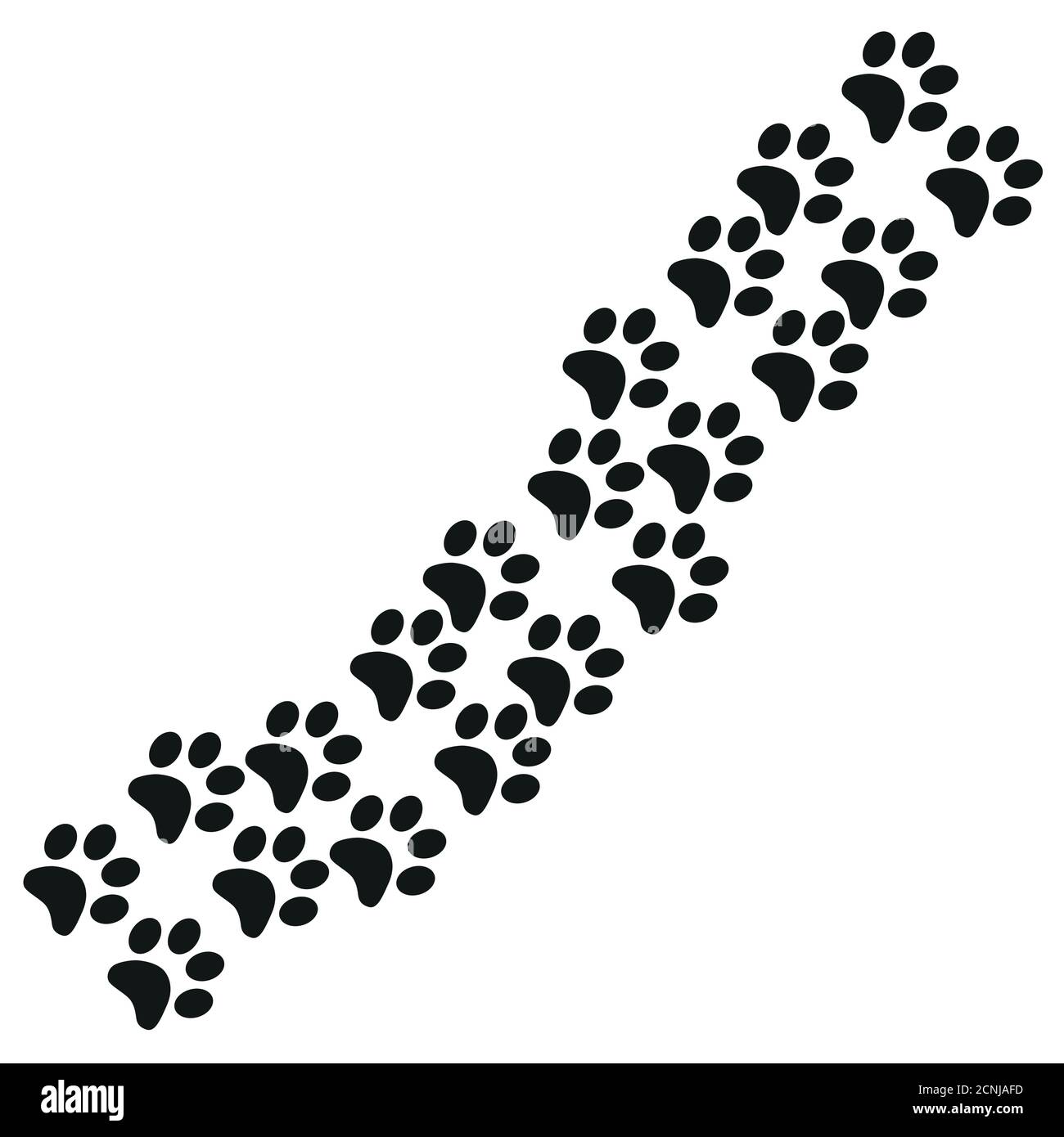 Footpath trail of animal. Dog or cat paws print. Trail footpath ...