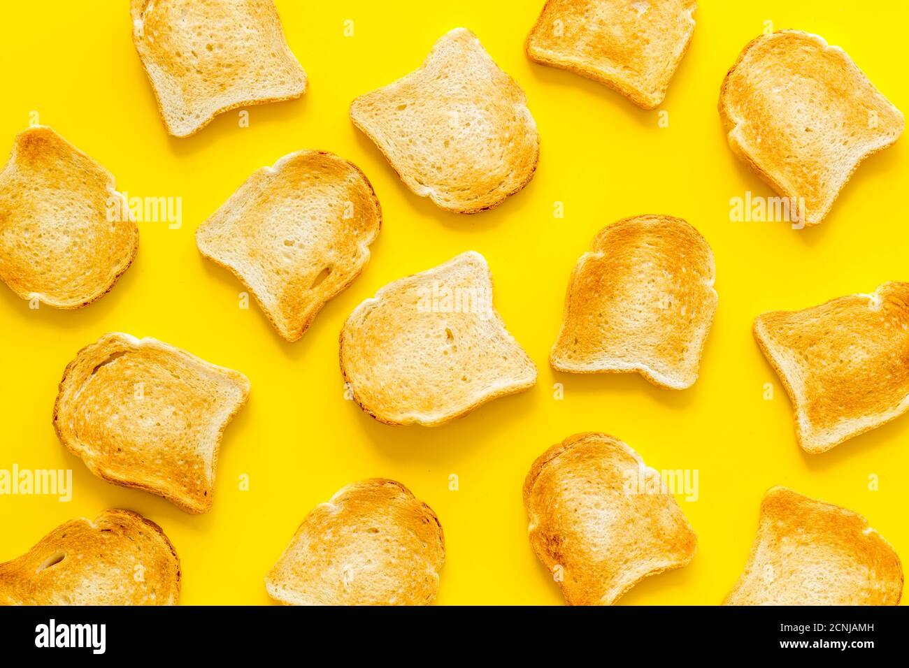 Food background layout with toast bread, top view Stock Photo - Alamy
