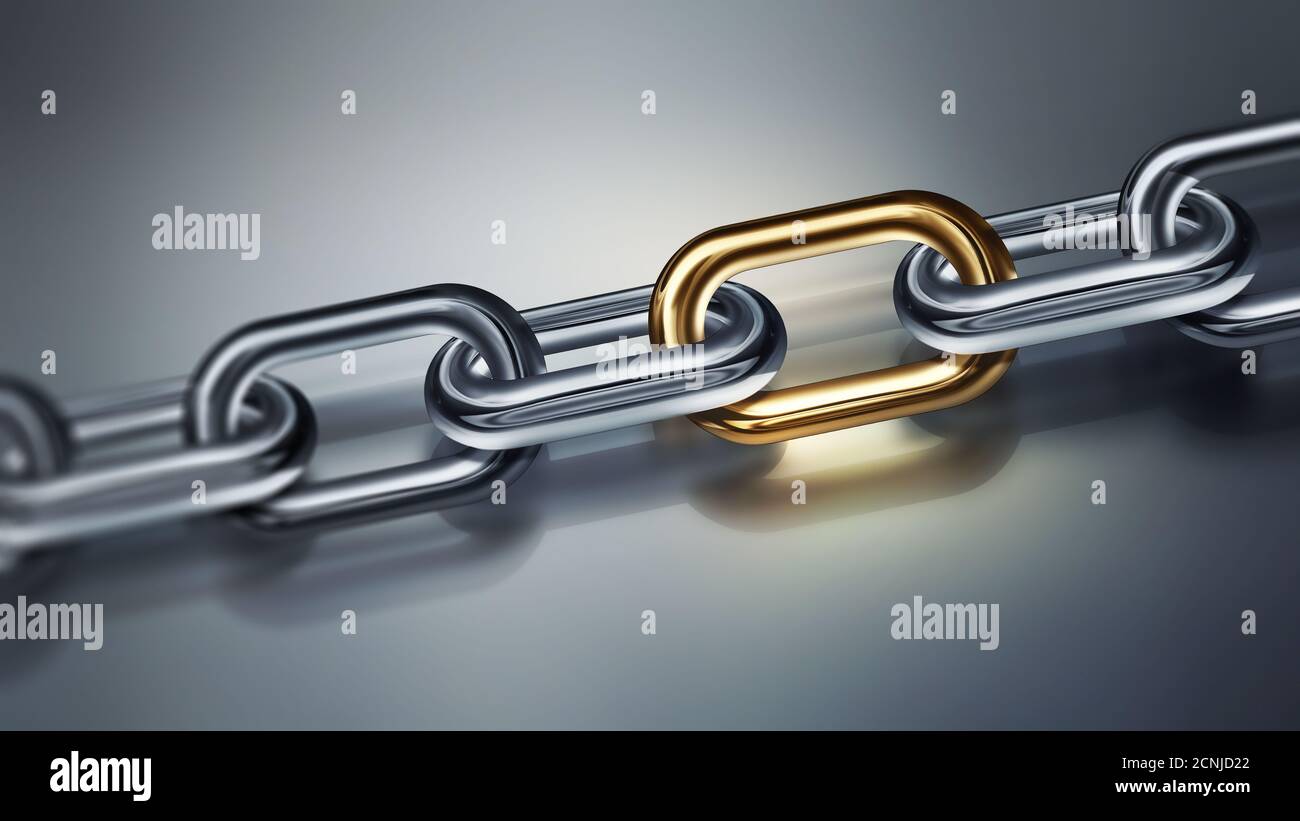Metal chain with golden element Stock Photo - Alamy
