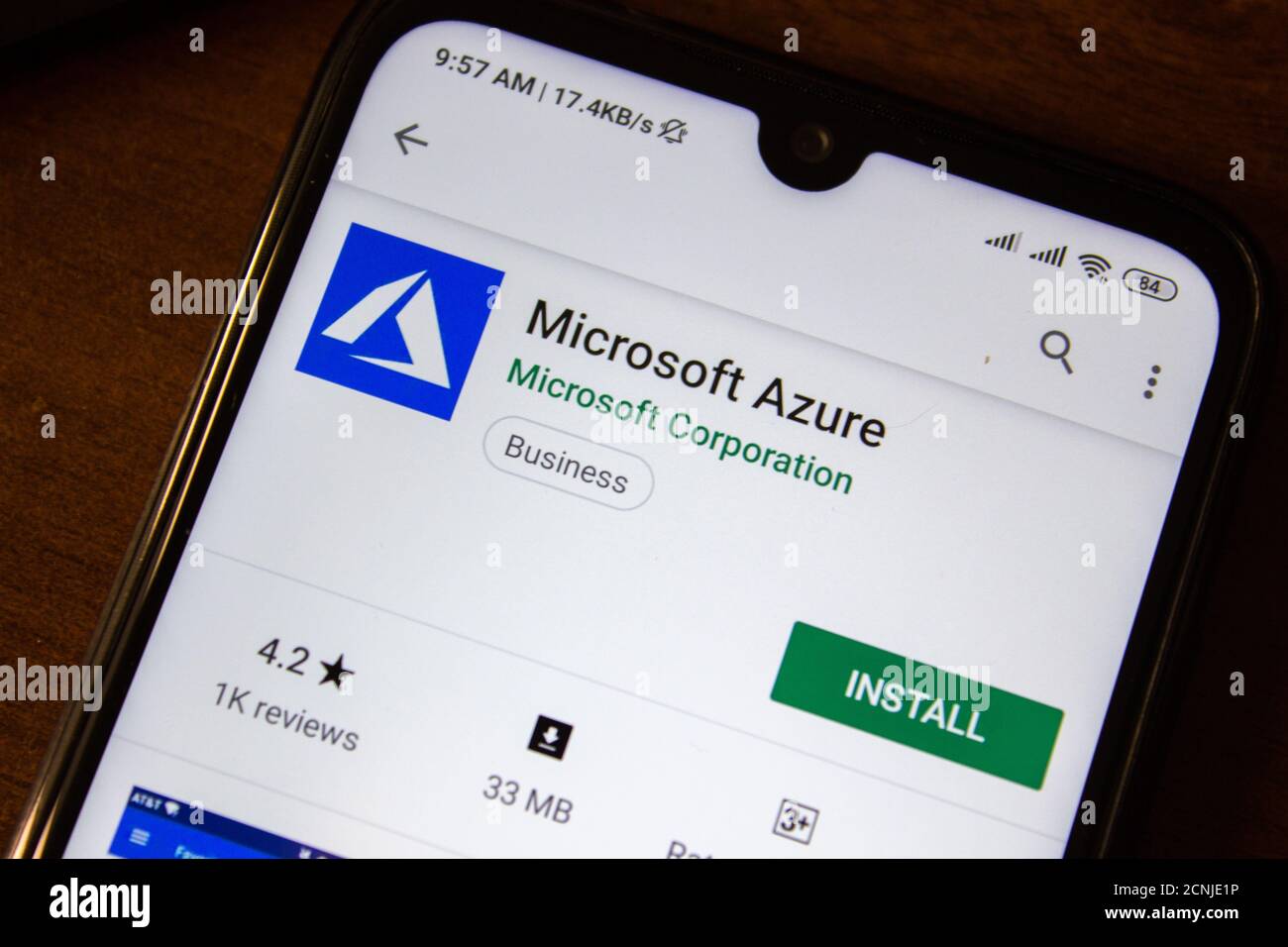 Ivanovsk, Russia - July 07, 2019: Microsoft Azure app on the display of ...